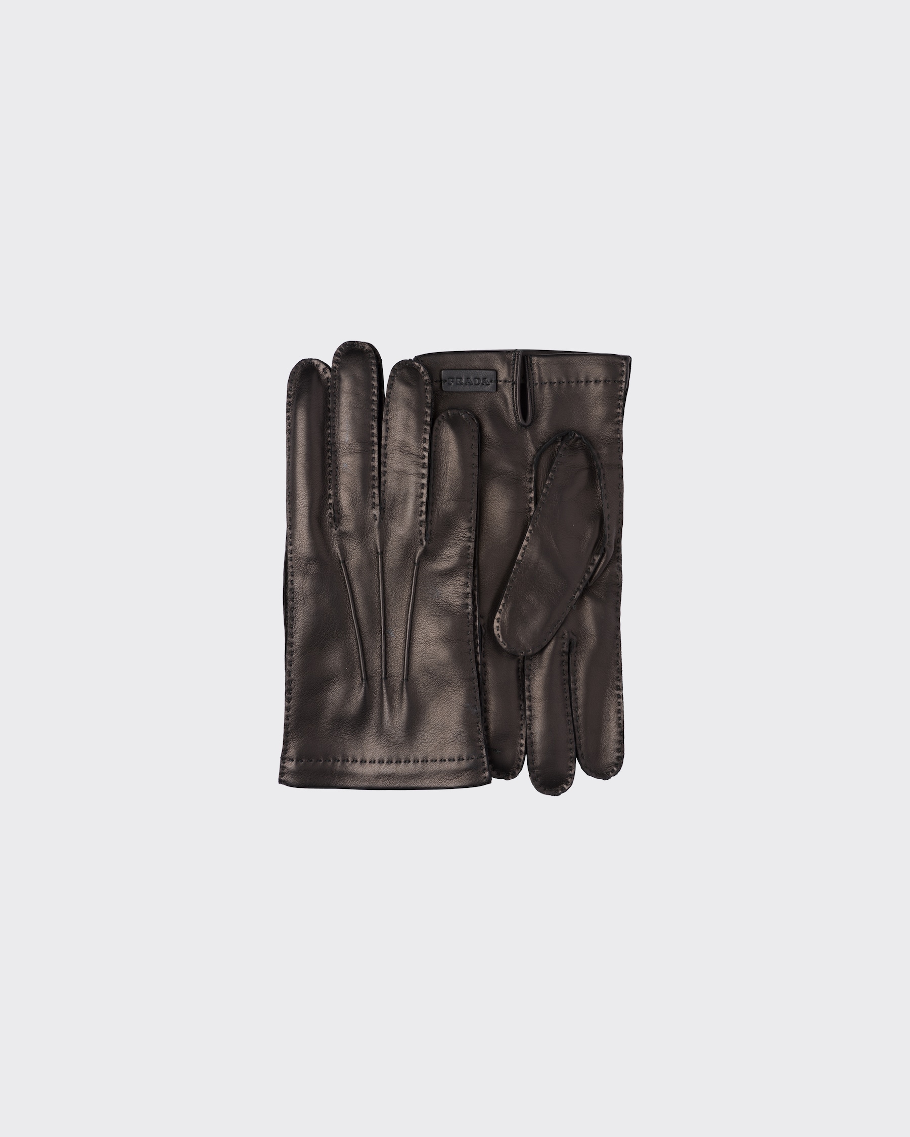 Black Leather And Cashmere Gloves | PRADA