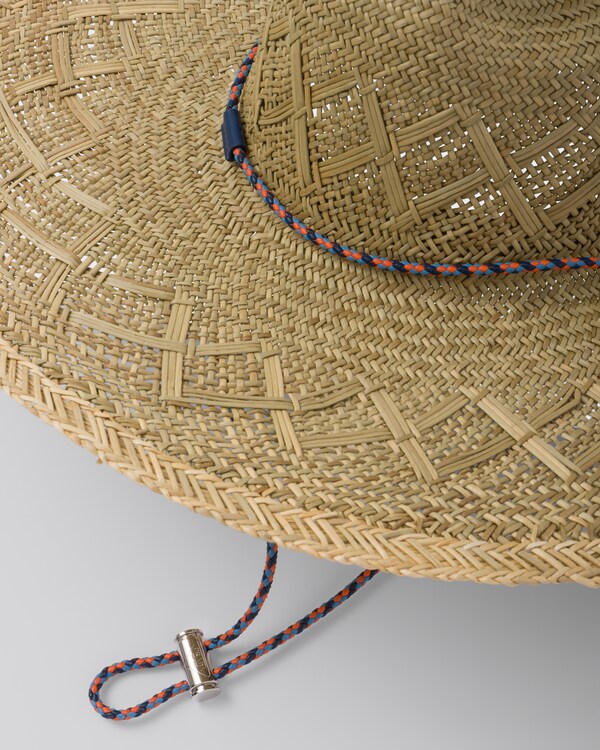 Natural/bright Blue Woven Straw Hat | PRADA