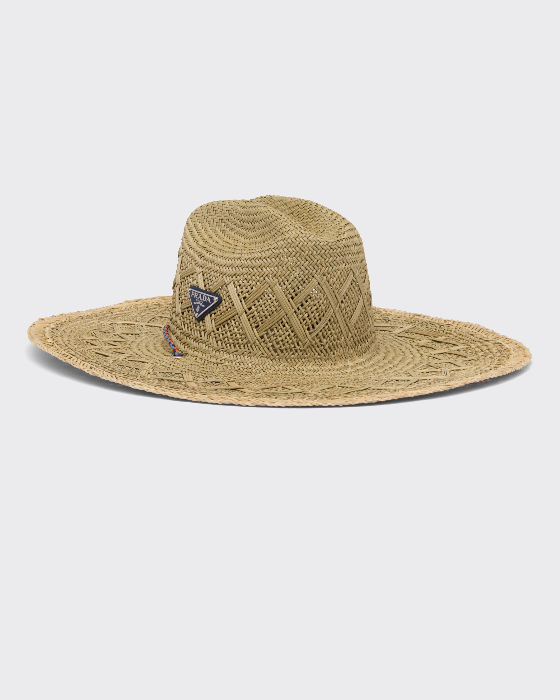 Natural/bright Blue Woven Straw Hat | PRADA