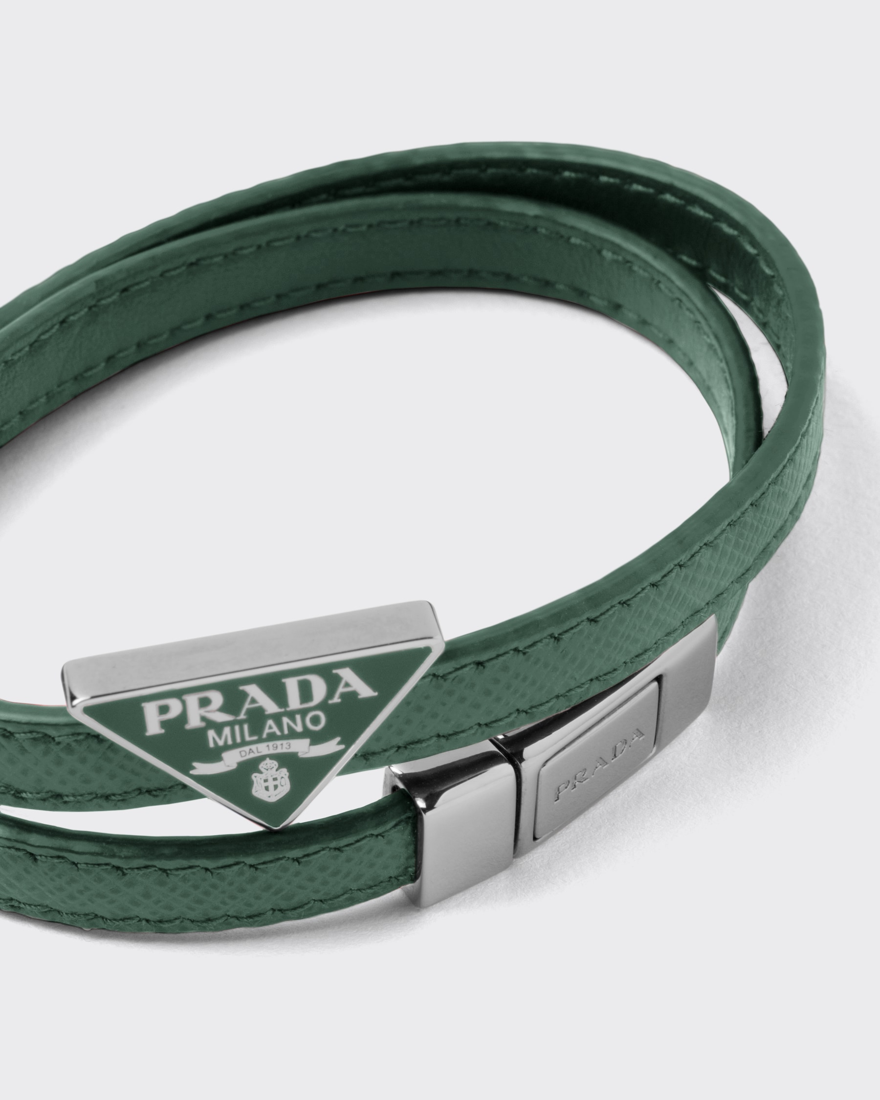 Emerald Green Saffiano Leather Bracelet | PRADA