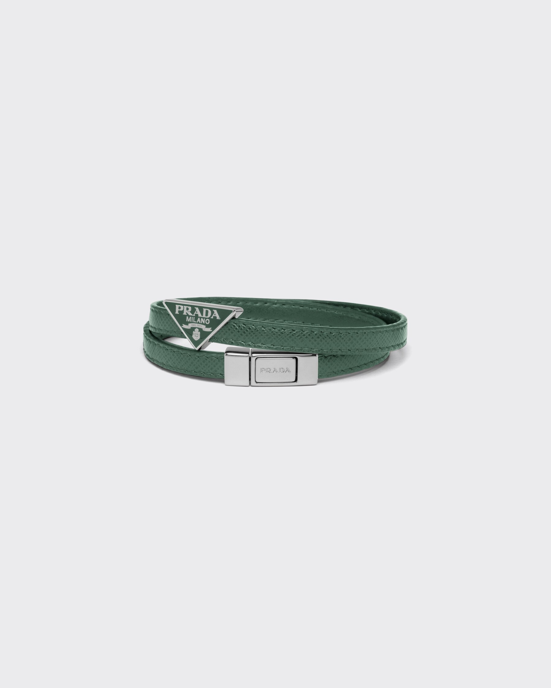 Emerald Green Saffiano Leather Bracelet | PRADA