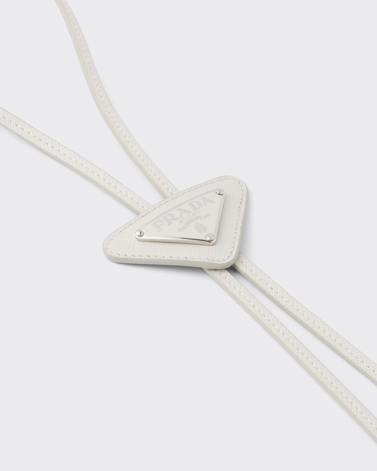 Chalk White Saffiano Leather Bolo Tie | PRADA