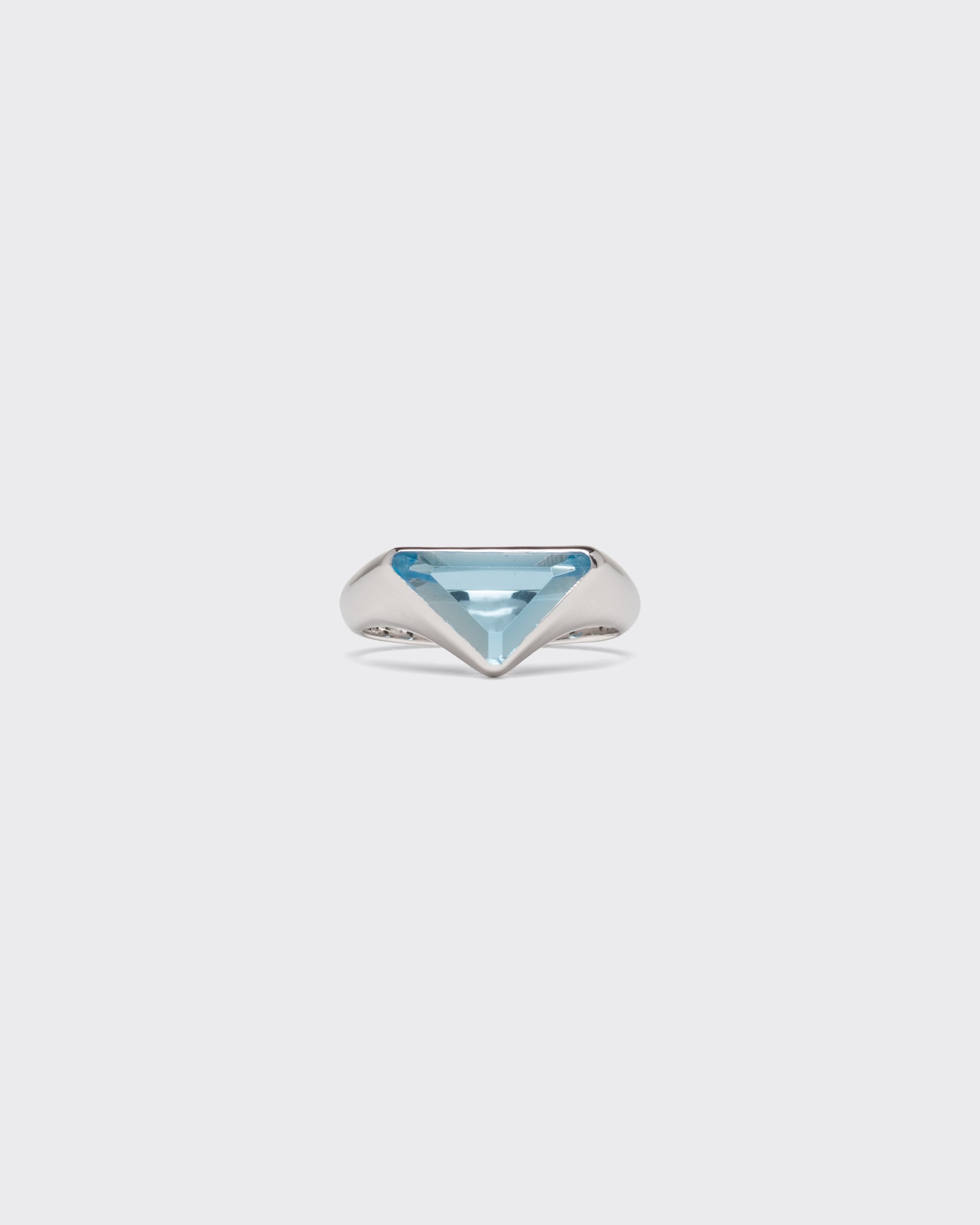 Silver/topaz Swiss Blue Topaz Logo Ring | PRADA