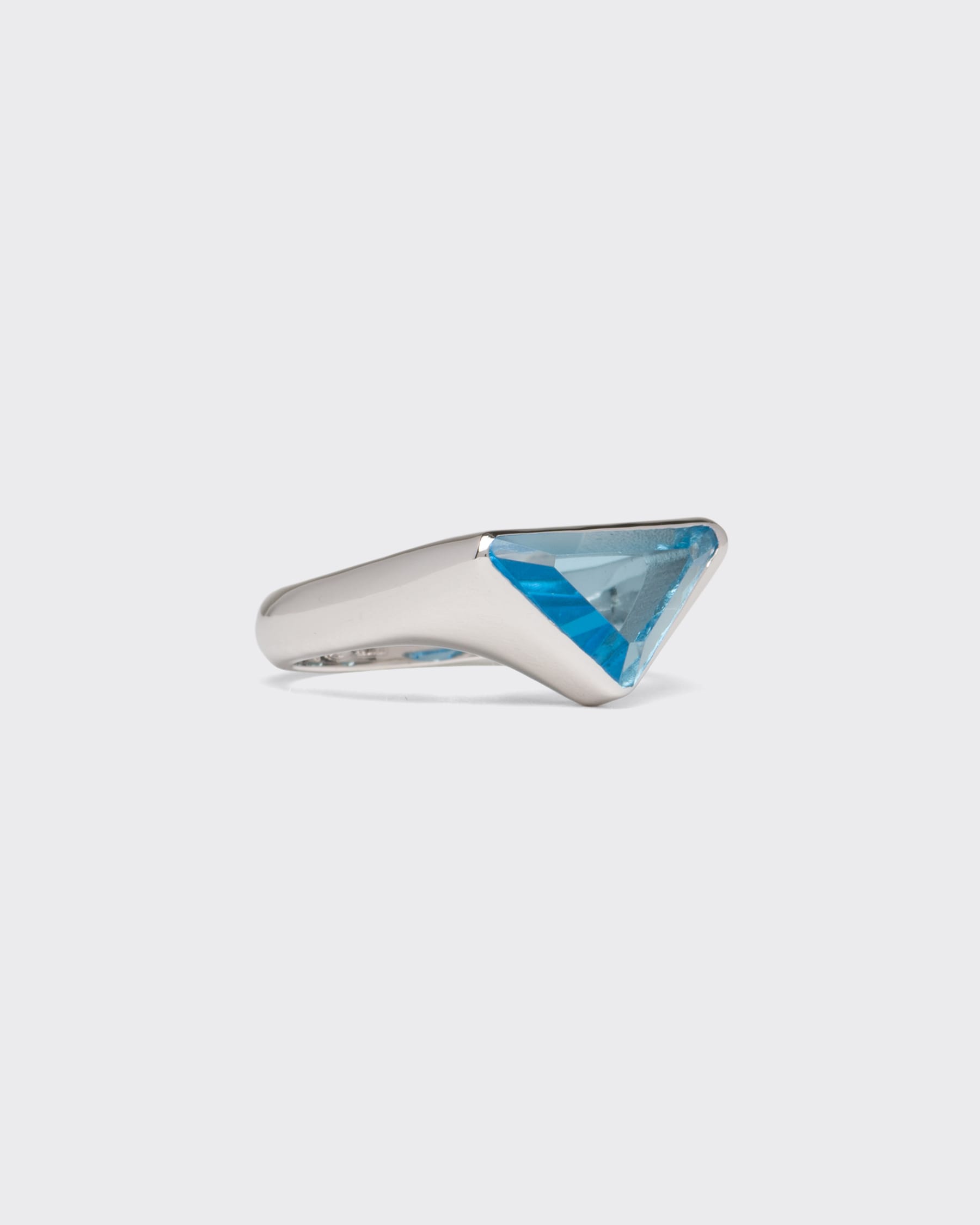 Silver/topaz Swiss Blue Topaz Logo Ring | PRADA