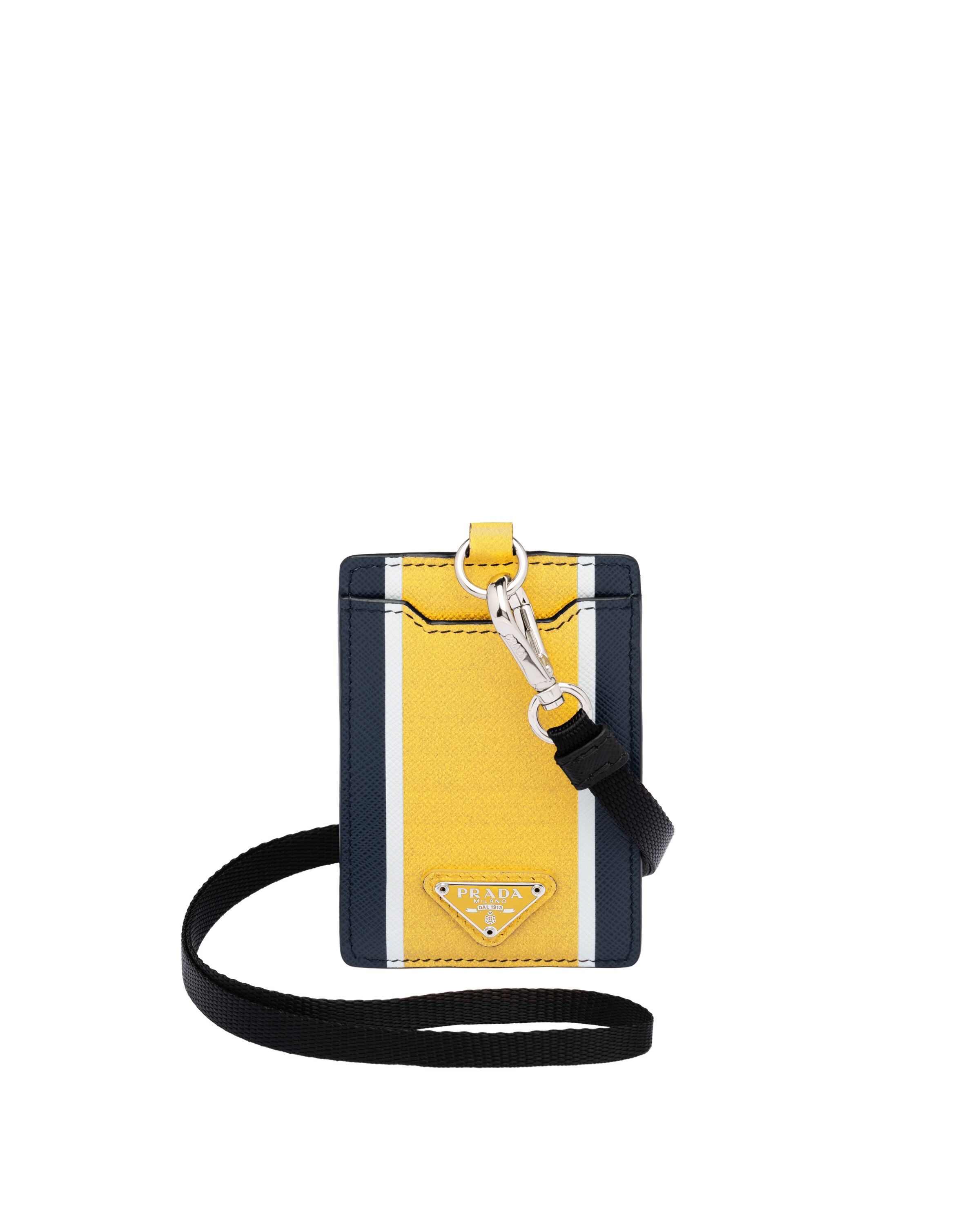 Baltic Blue/sunny Yellow Saffiano leather badge holder | Prada