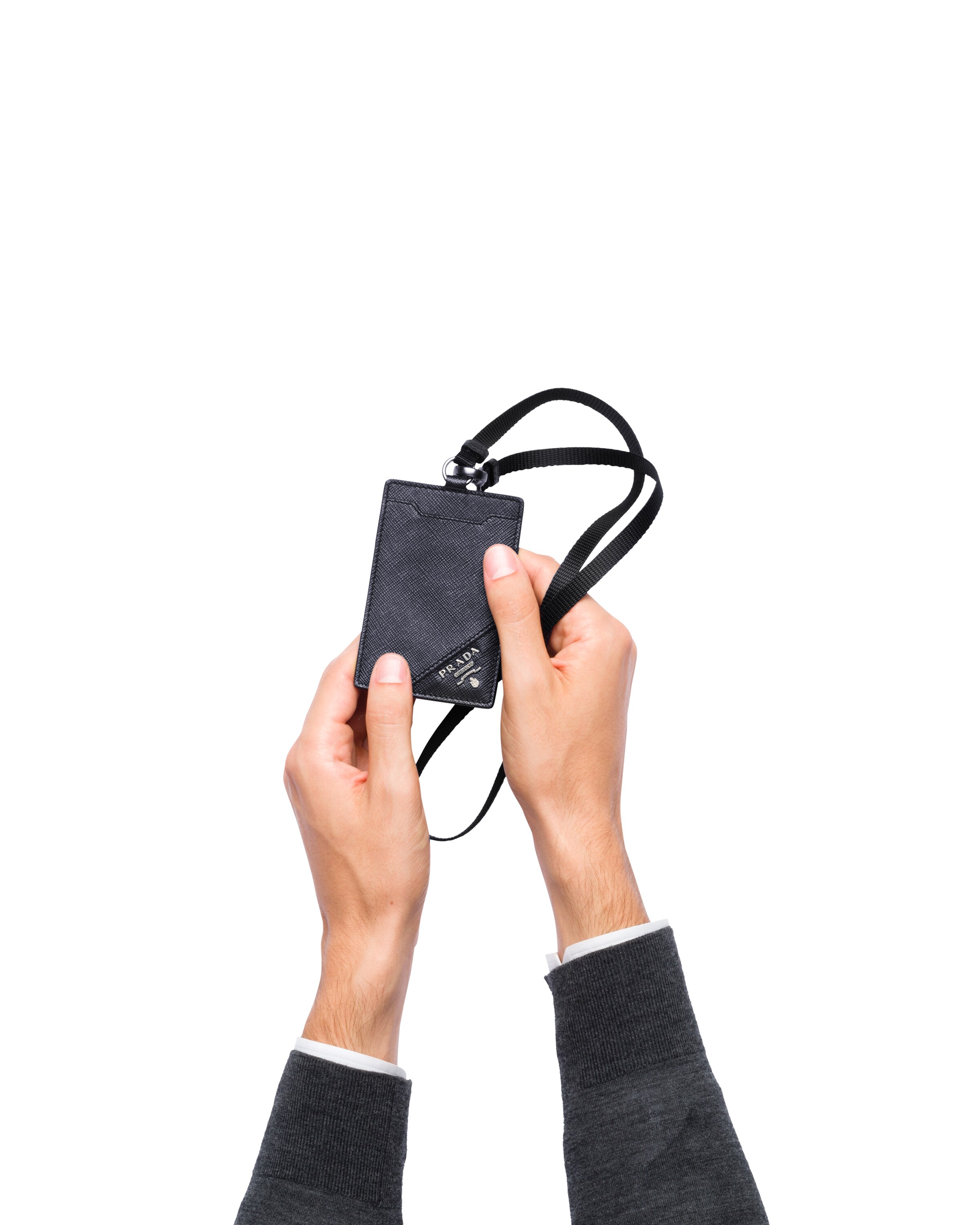 Black Saffiano Leather Badge Holder | Prada