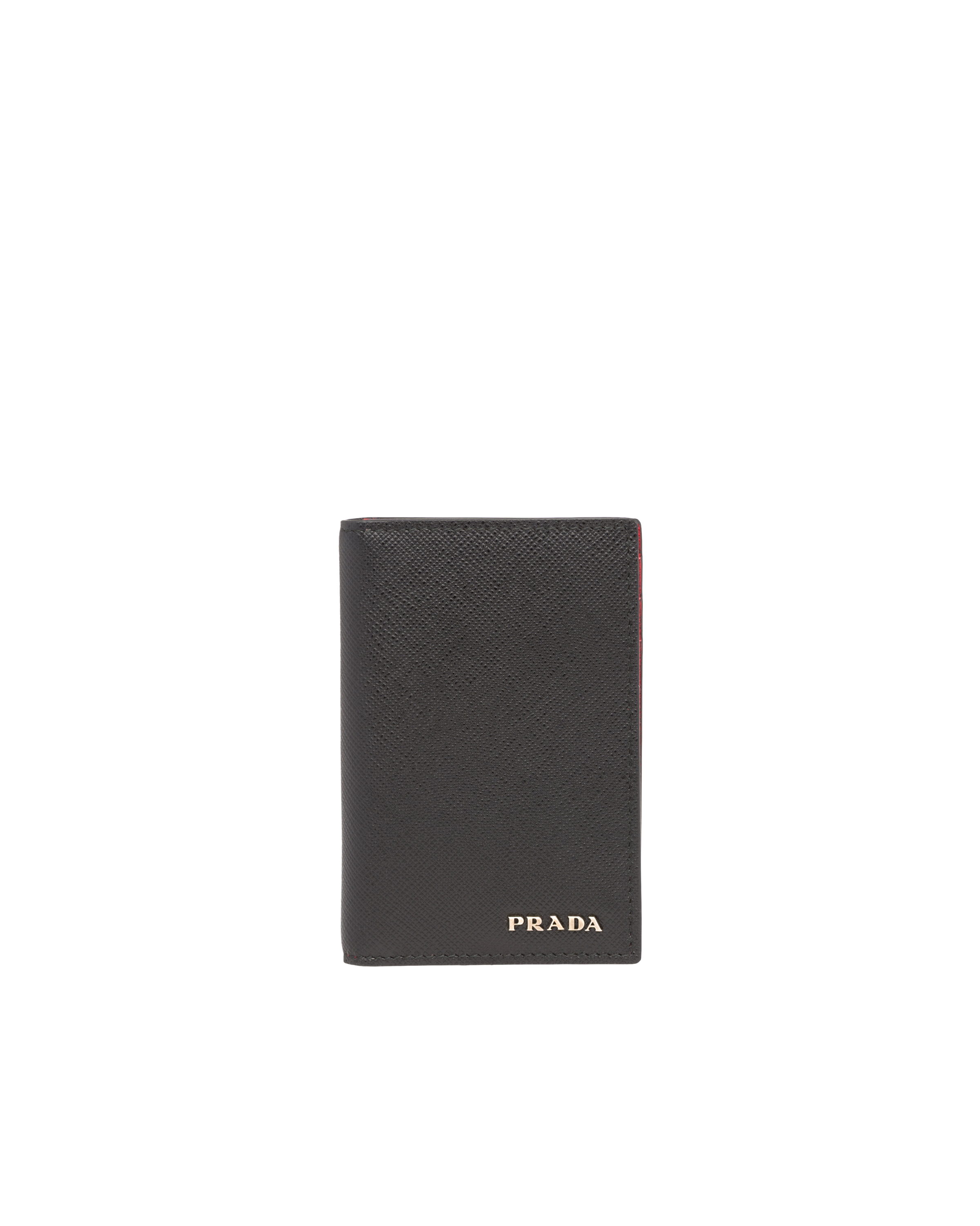 Black/fiery Red Saffiano Leather Card Holder | Prada