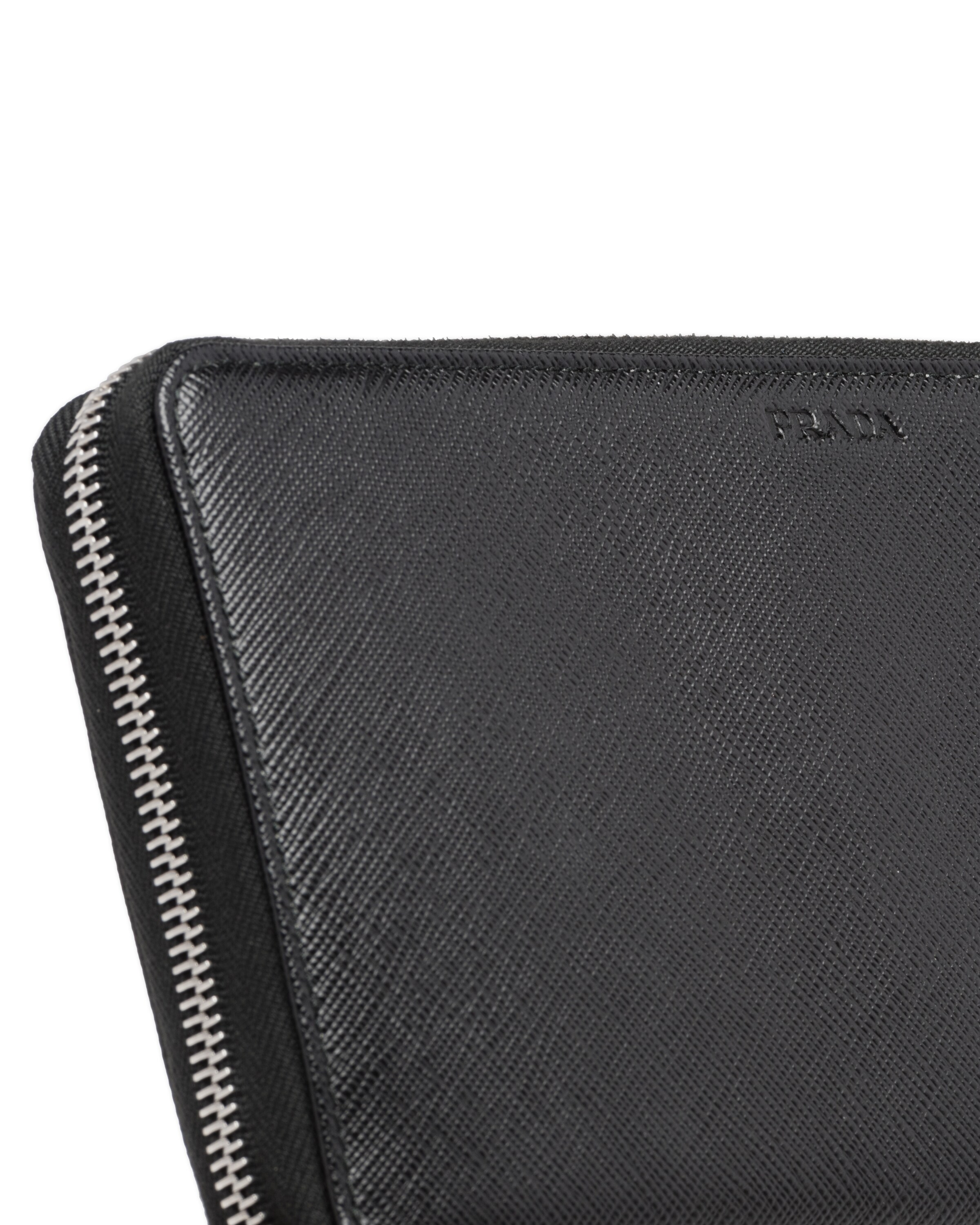Black Saffiano leather zip around wallet | Prada