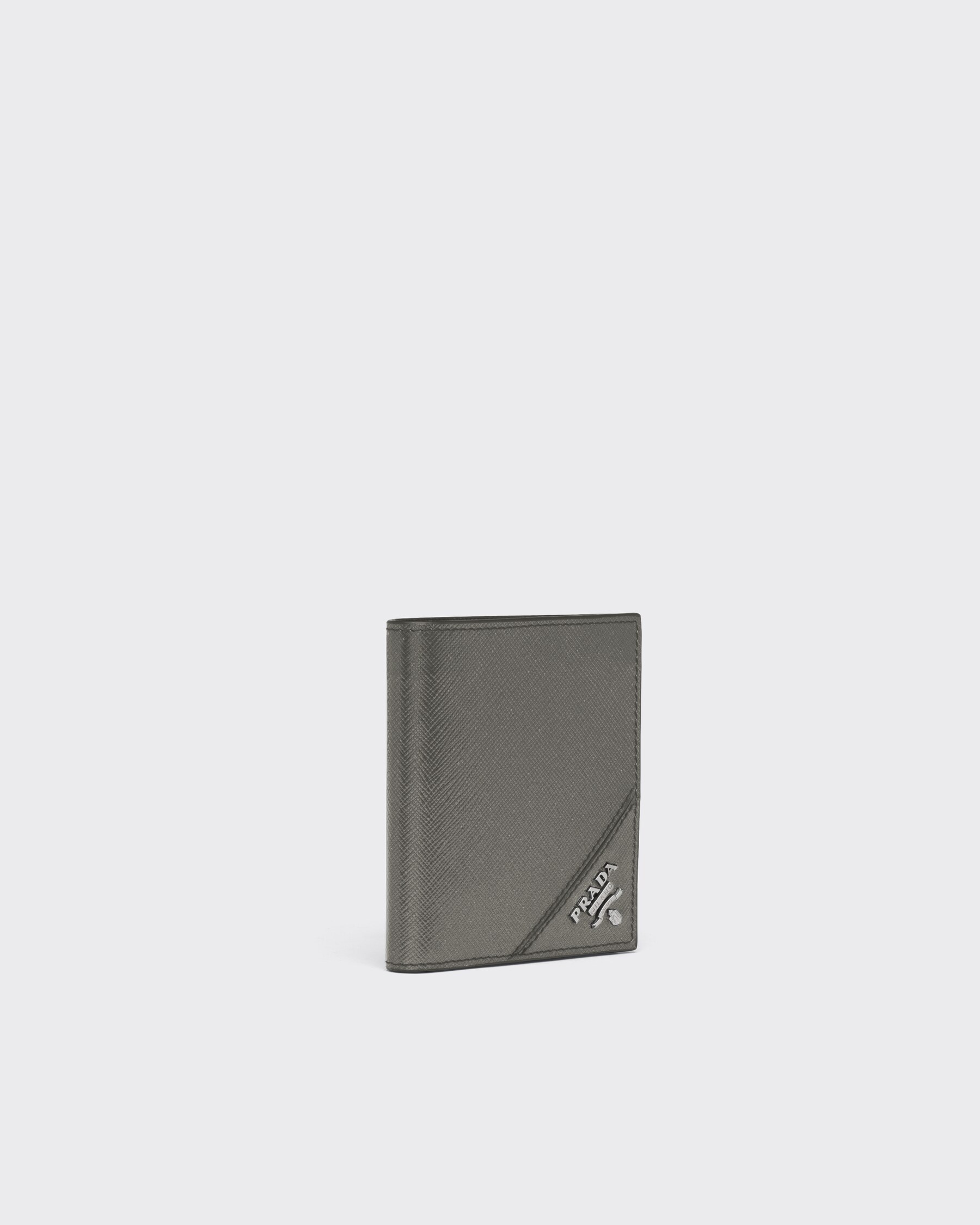 Marble Gray Saffiano Leather Wallet | PRADA