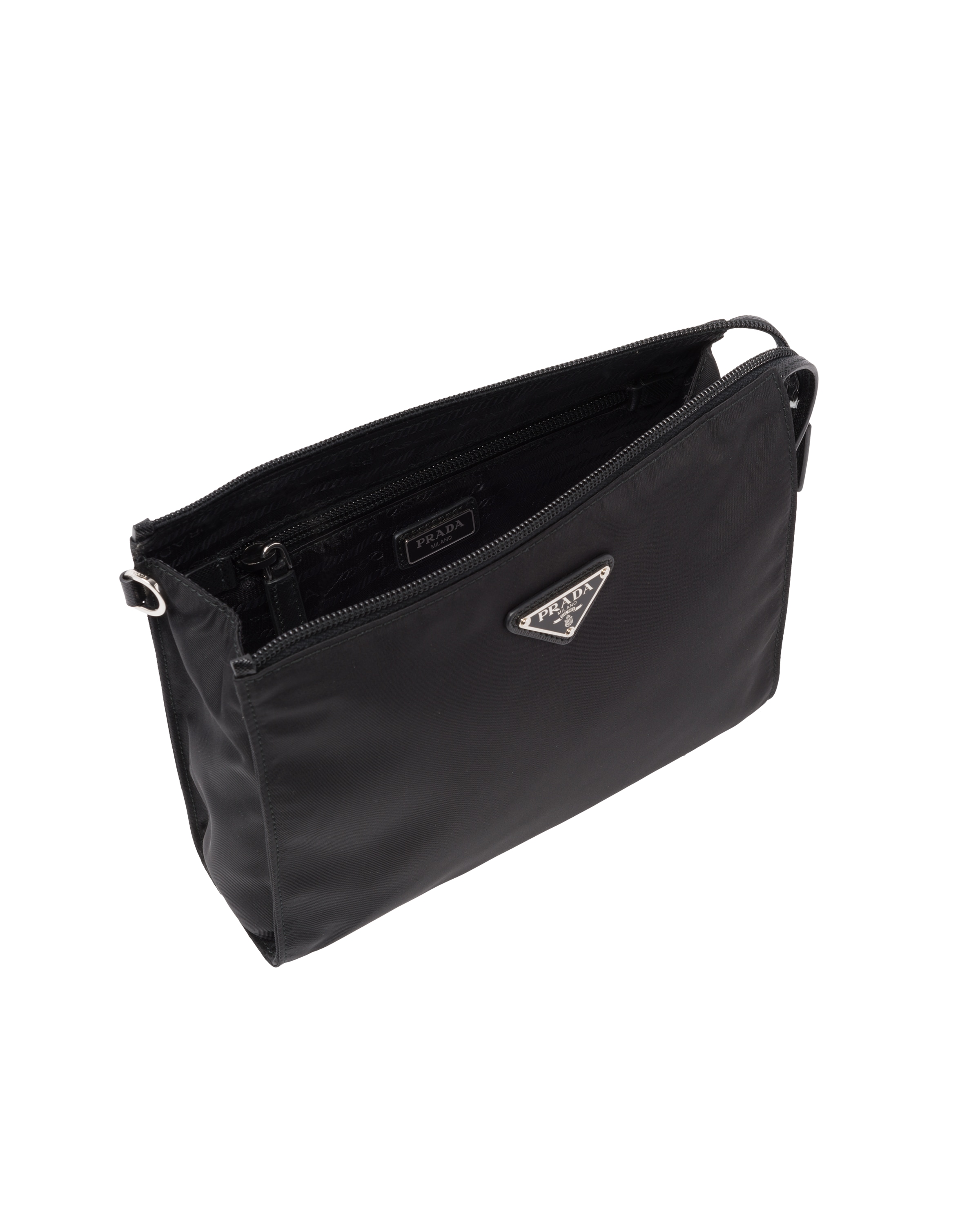 Black Re-Nylon and Saffiano leather pouch | Prada