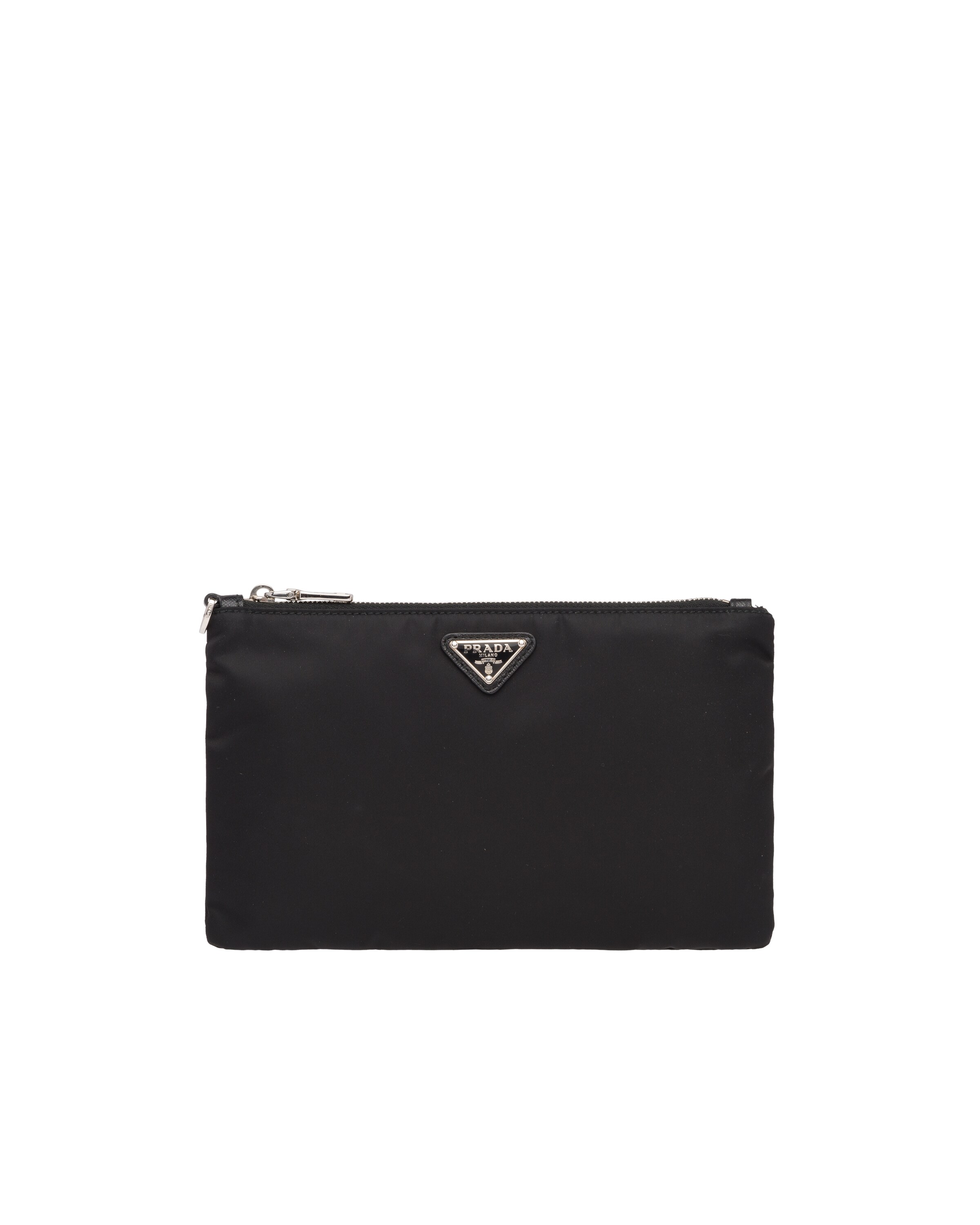 Black Re-Nylon and Saffiano leather pouch | Prada