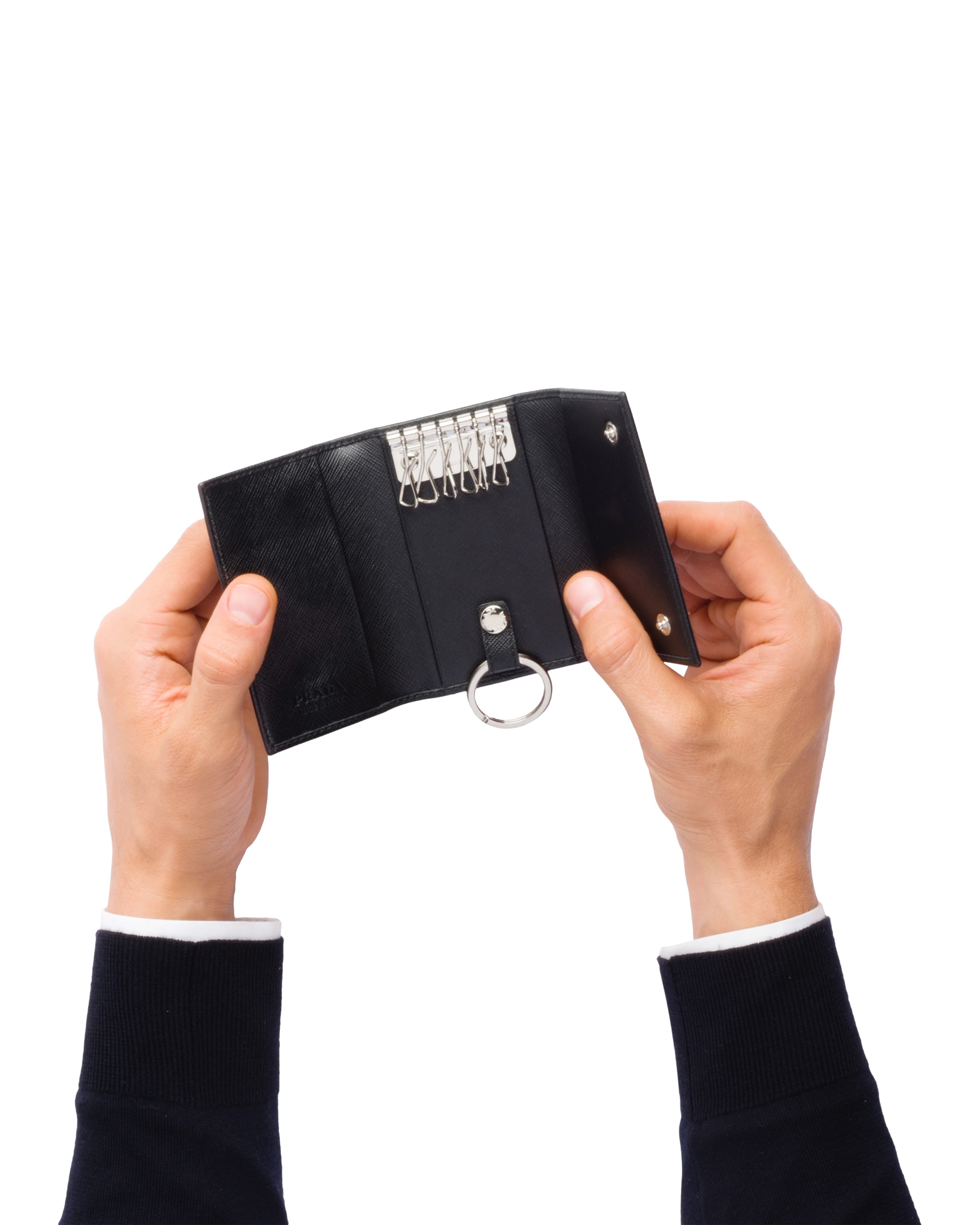 Black Saffiano Leather Key Holder | Prada