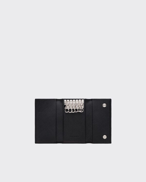 Black Saffiano Leather Key Case | PRADA
