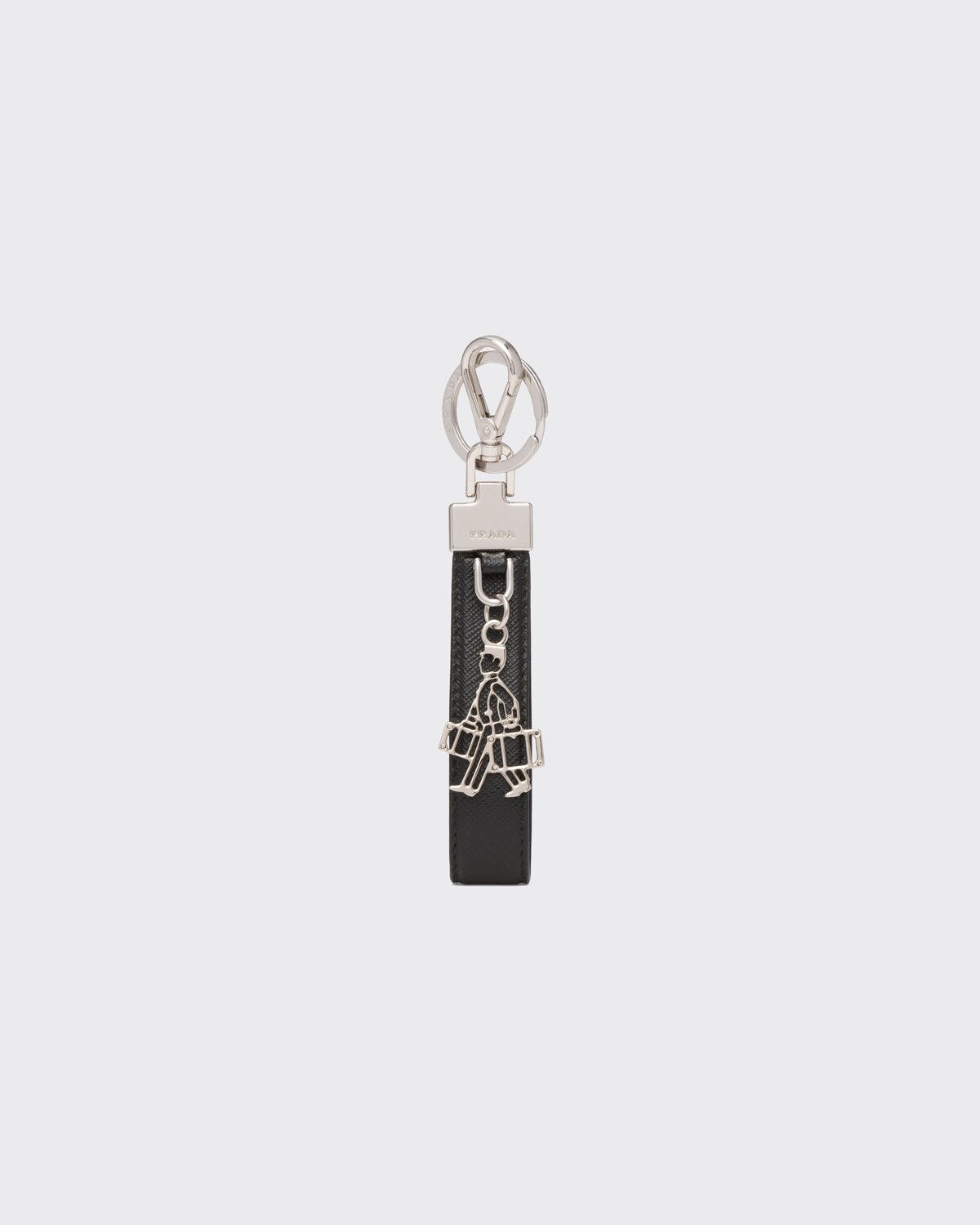 Black Saffiano Leather Keychain | PRADA