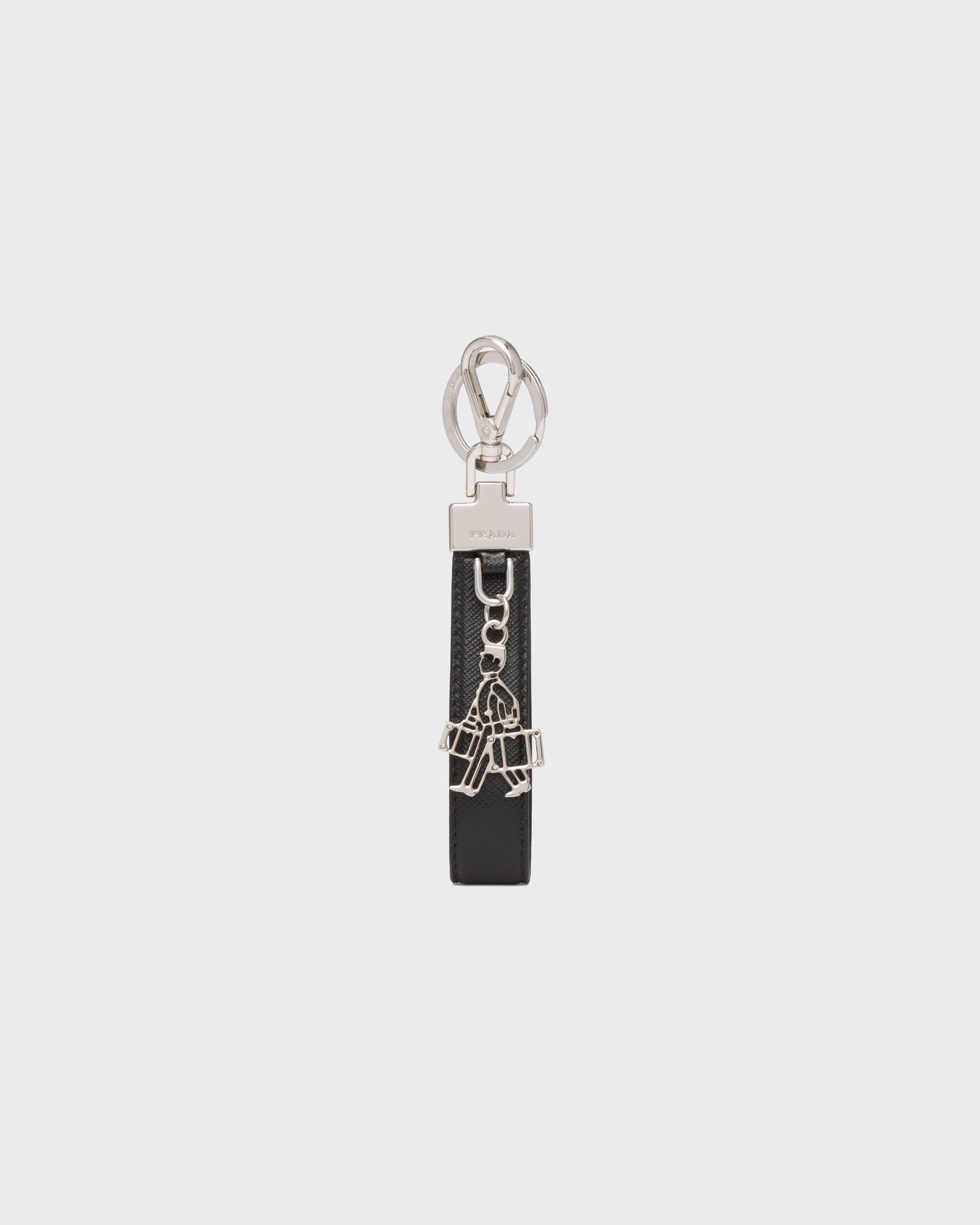 Black Saffiano Leather Keychain | PRADA