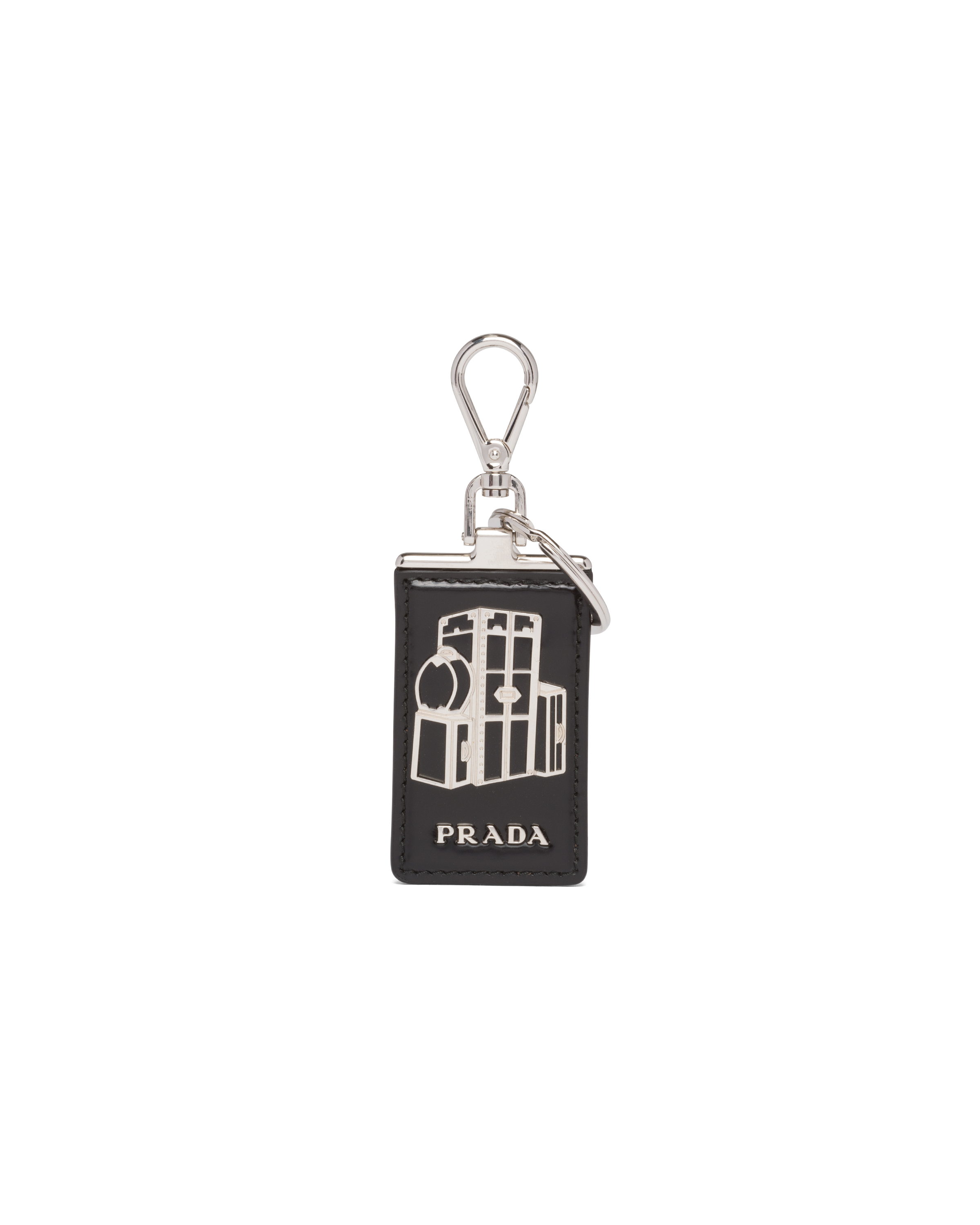 Black Brushed leather keyring | Prada