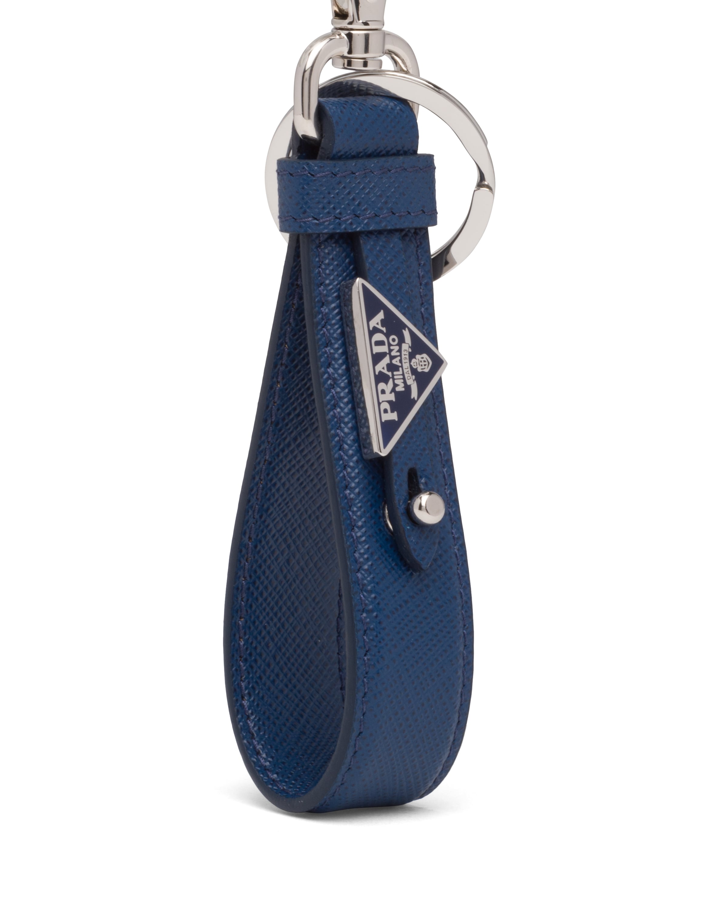 Bluette Saffiano Leather Customized Keychain | Prada