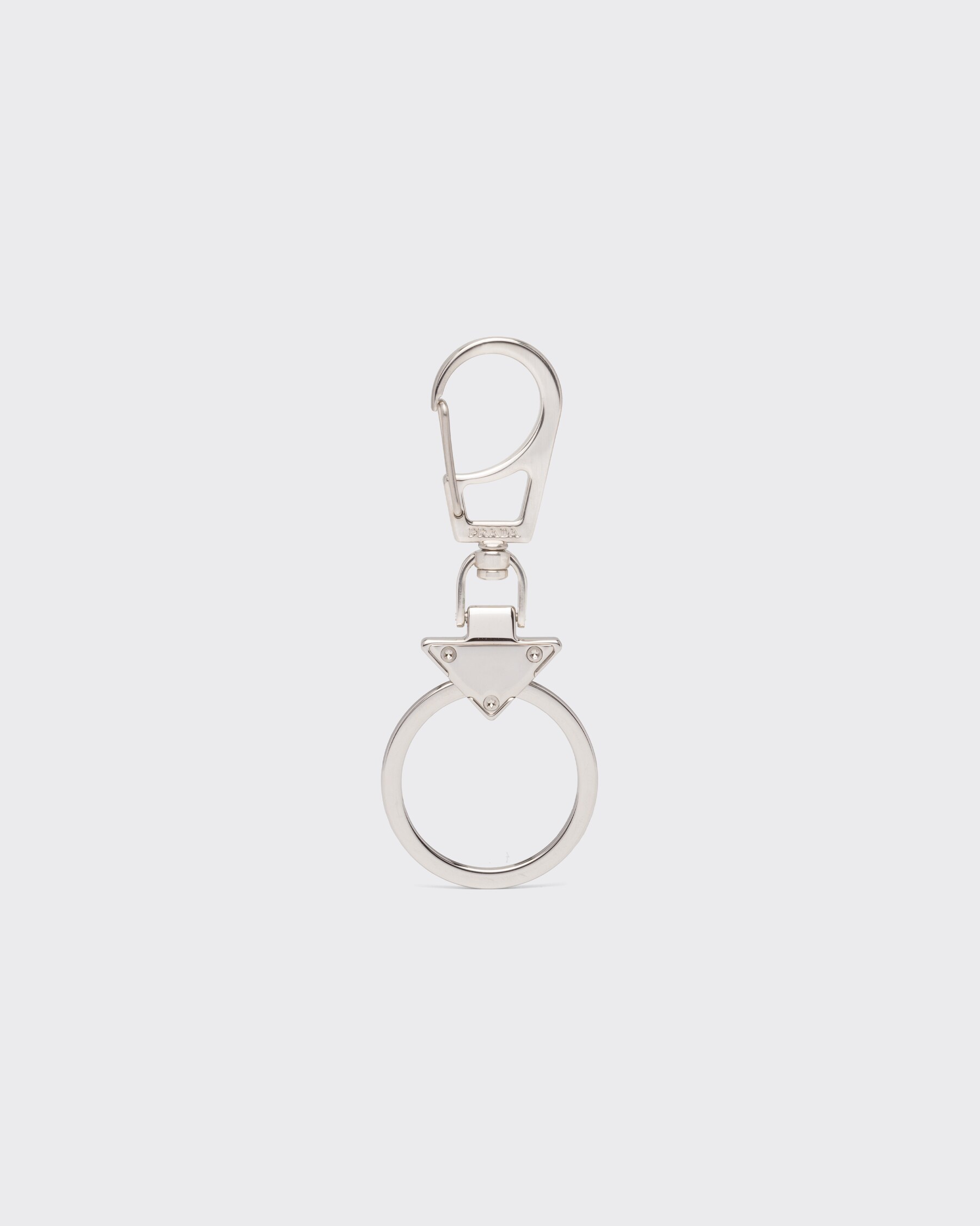 Black Enameled Metal Triangle Logo Keychain | PRADA