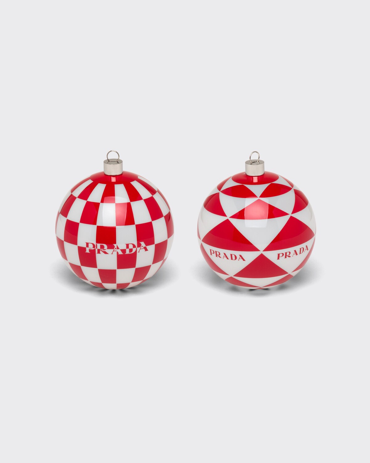 White/red Glass Christmas Ornament Set | PRADA
