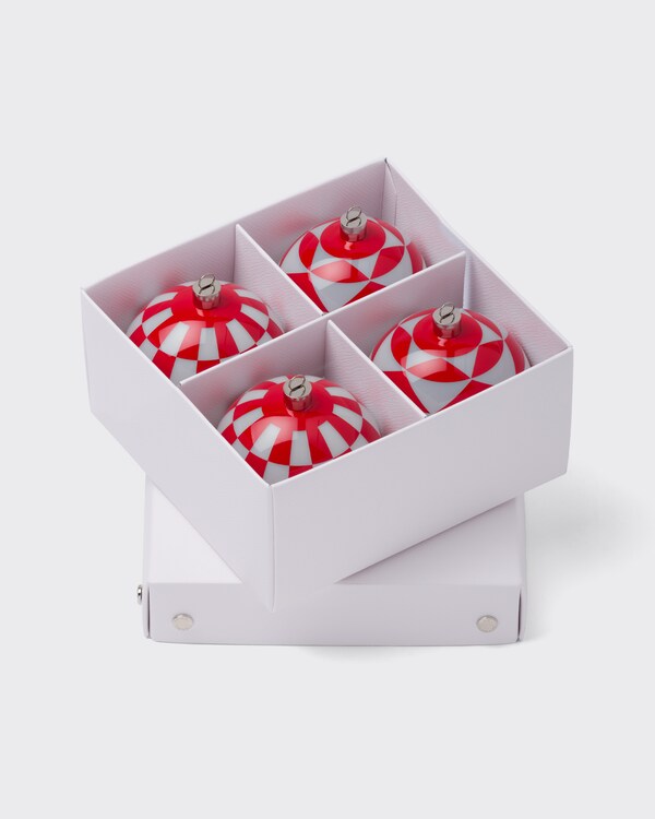 White/red Glass Christmas Ornament Set | PRADA