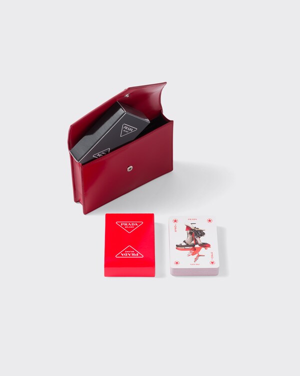 Scarlet Playing Cards With Leather Case | PRADA
