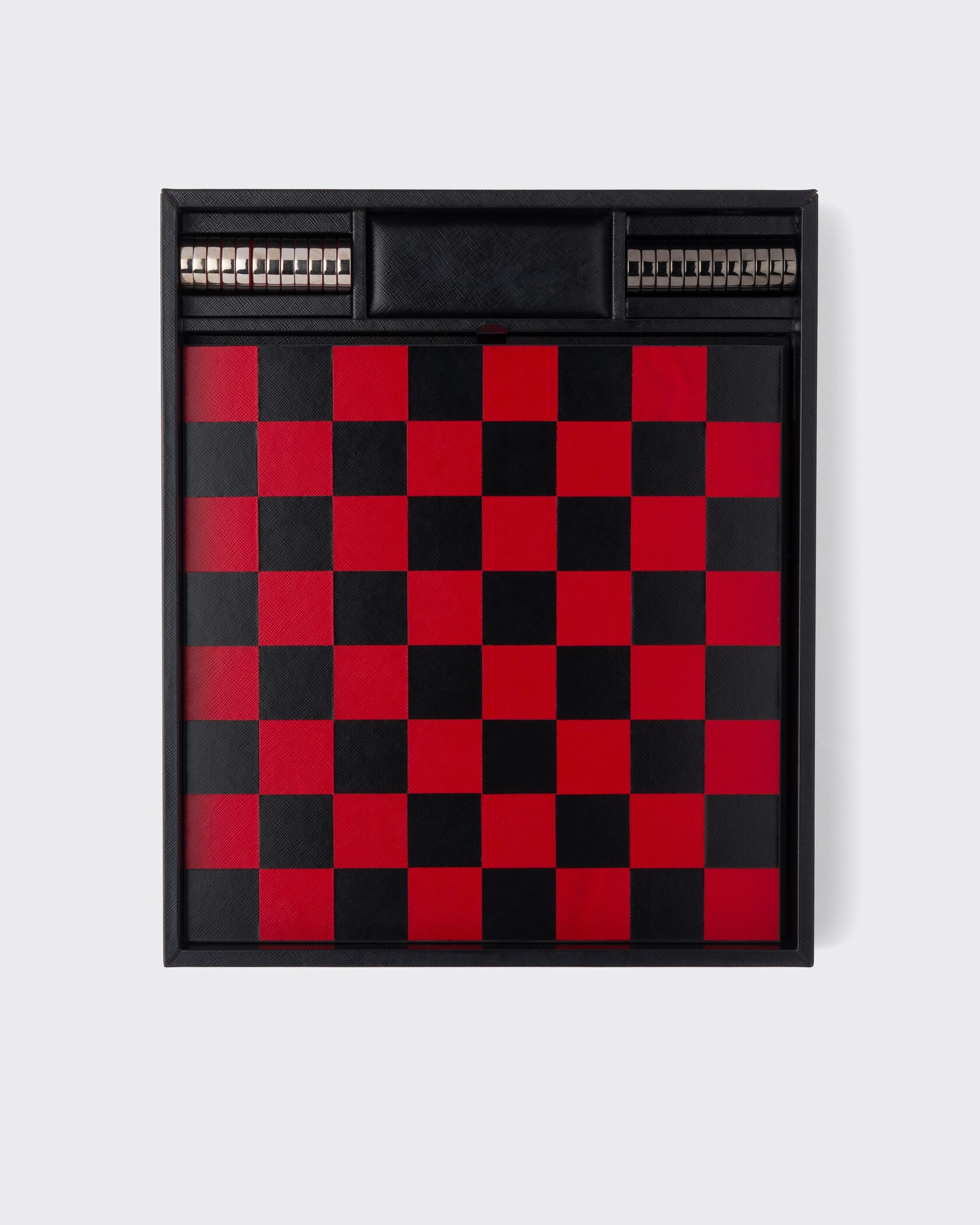 Black Saffiano Leather Checkers Set | PRADA