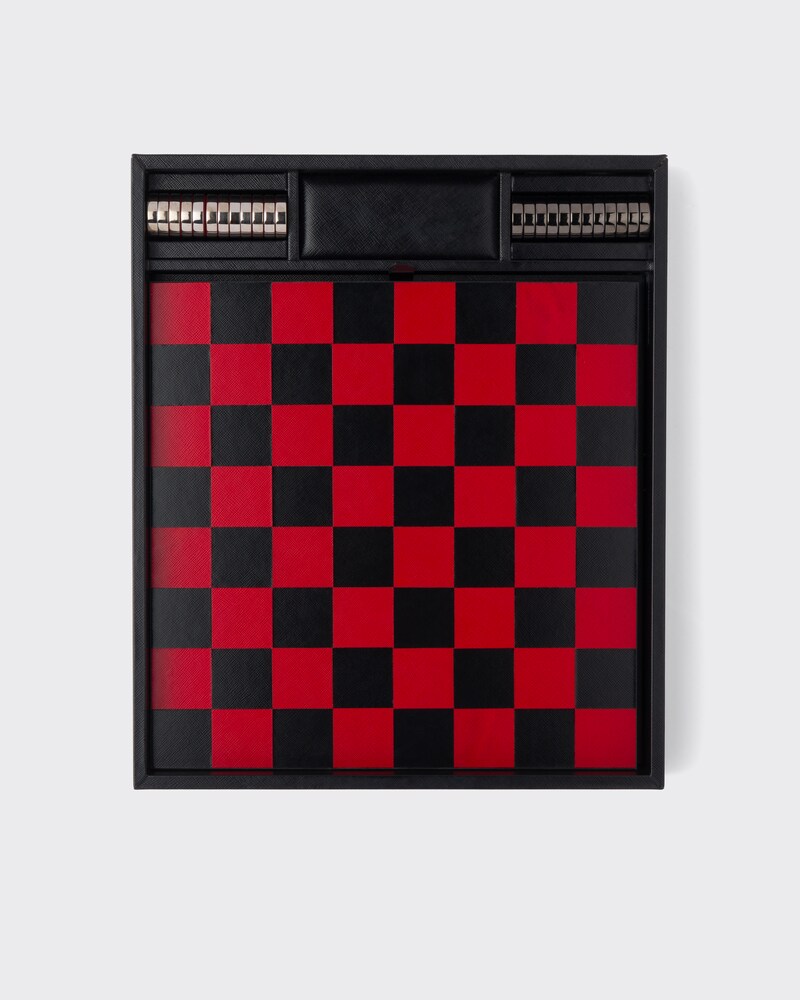 Black Saffiano Leather Checkers Set | PRADA