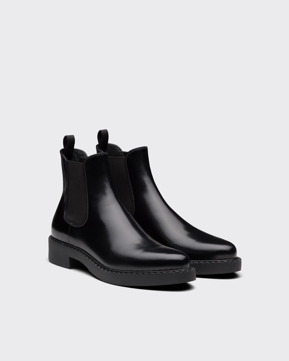Black Sharp brushed leather Chelsea boots | Prada
