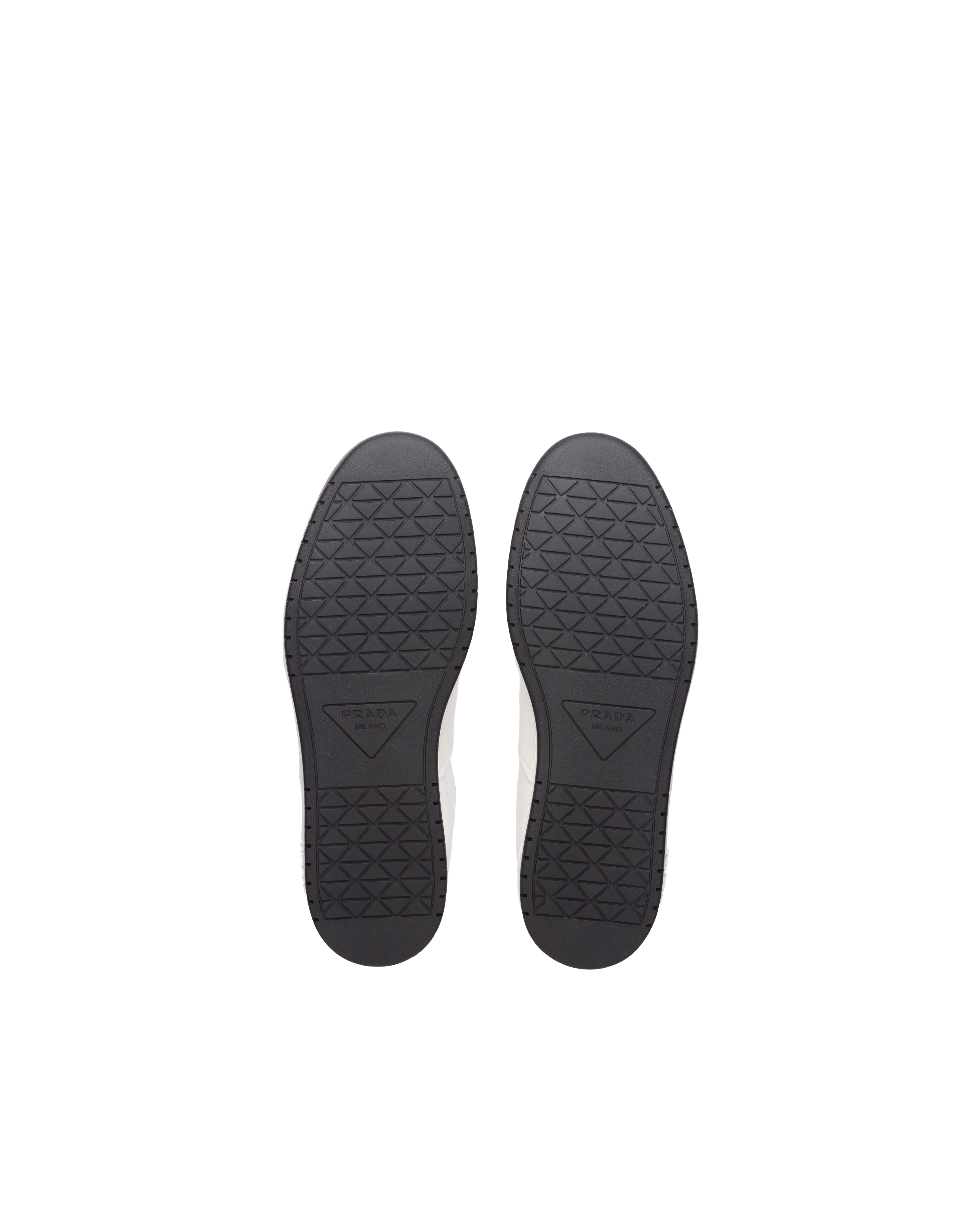 White/black Downtown leather high-top sneakers | Prada