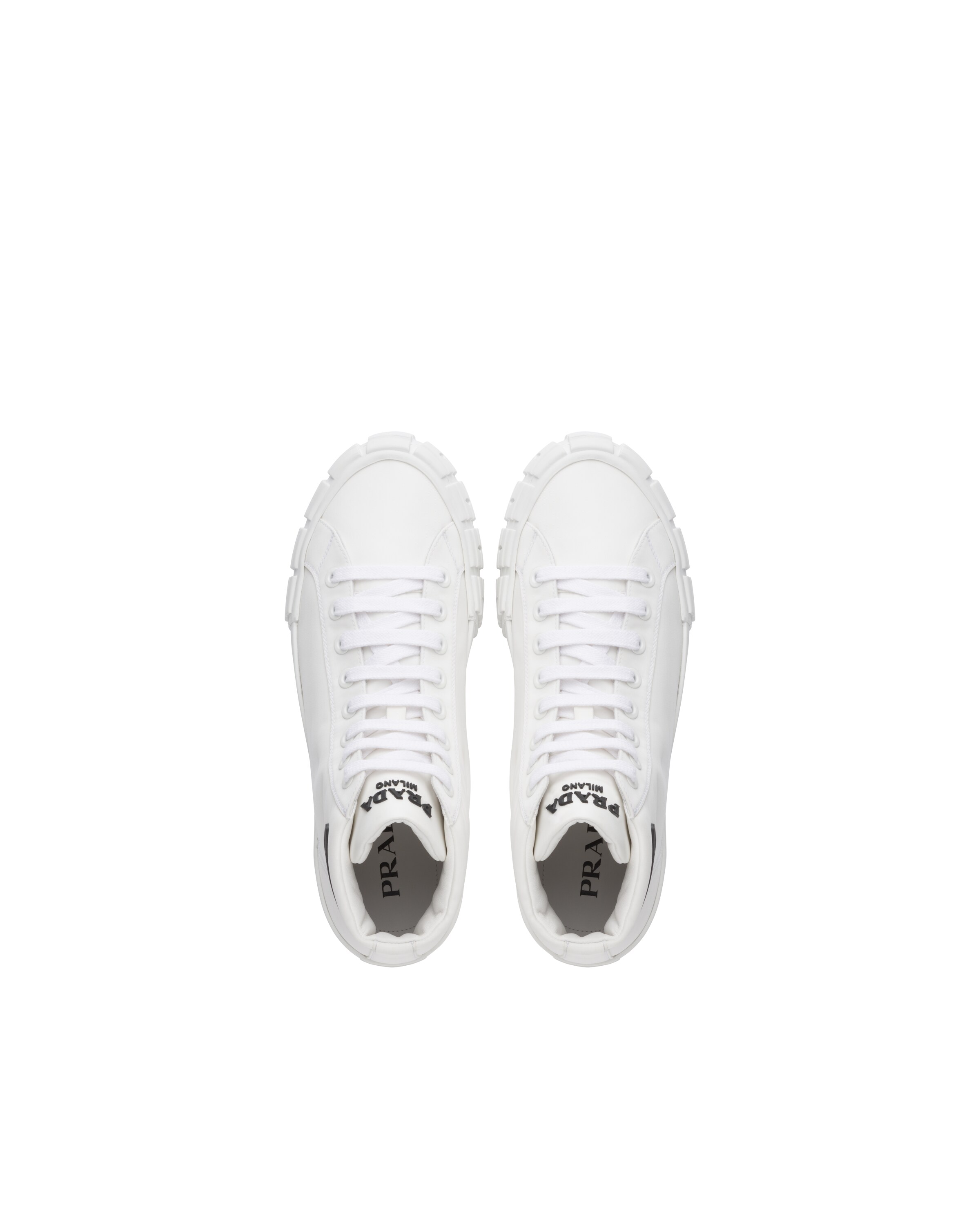 White Prada Wheel Cassetta high-top sneakers | Prada