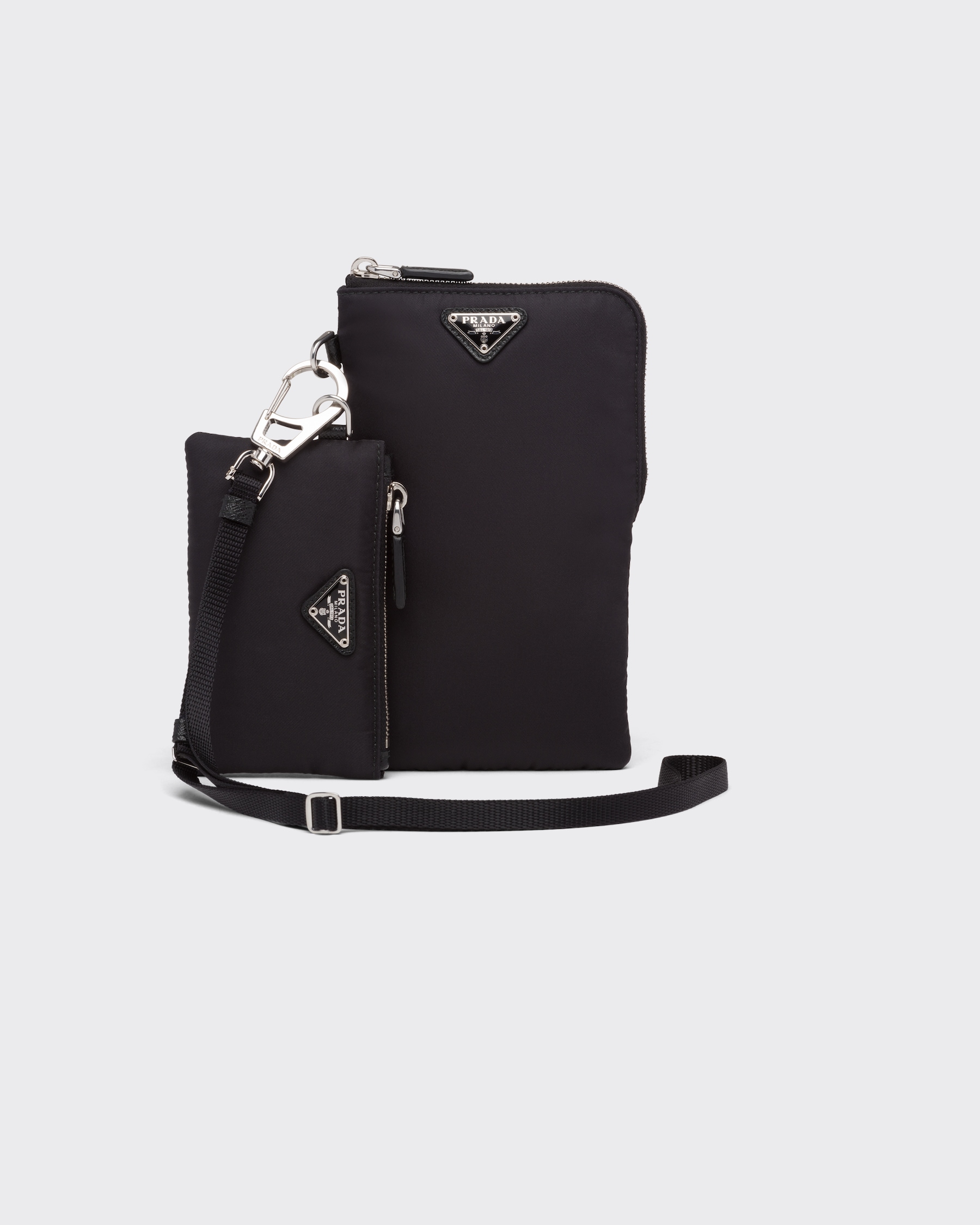Black Two Re-nylon Pouches | PRADA