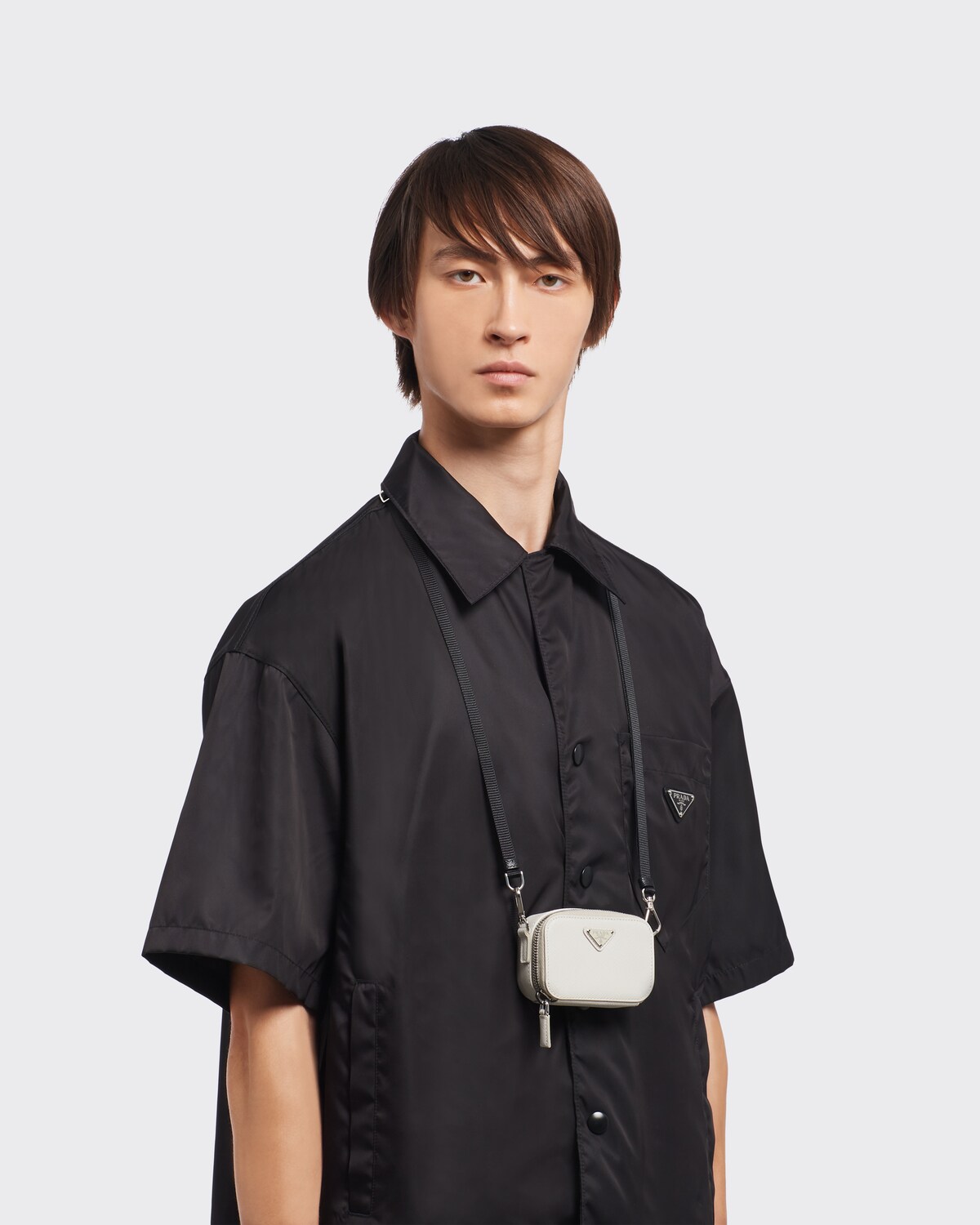 Chalk White Saffiano Leather Mini Pouch | PRADA