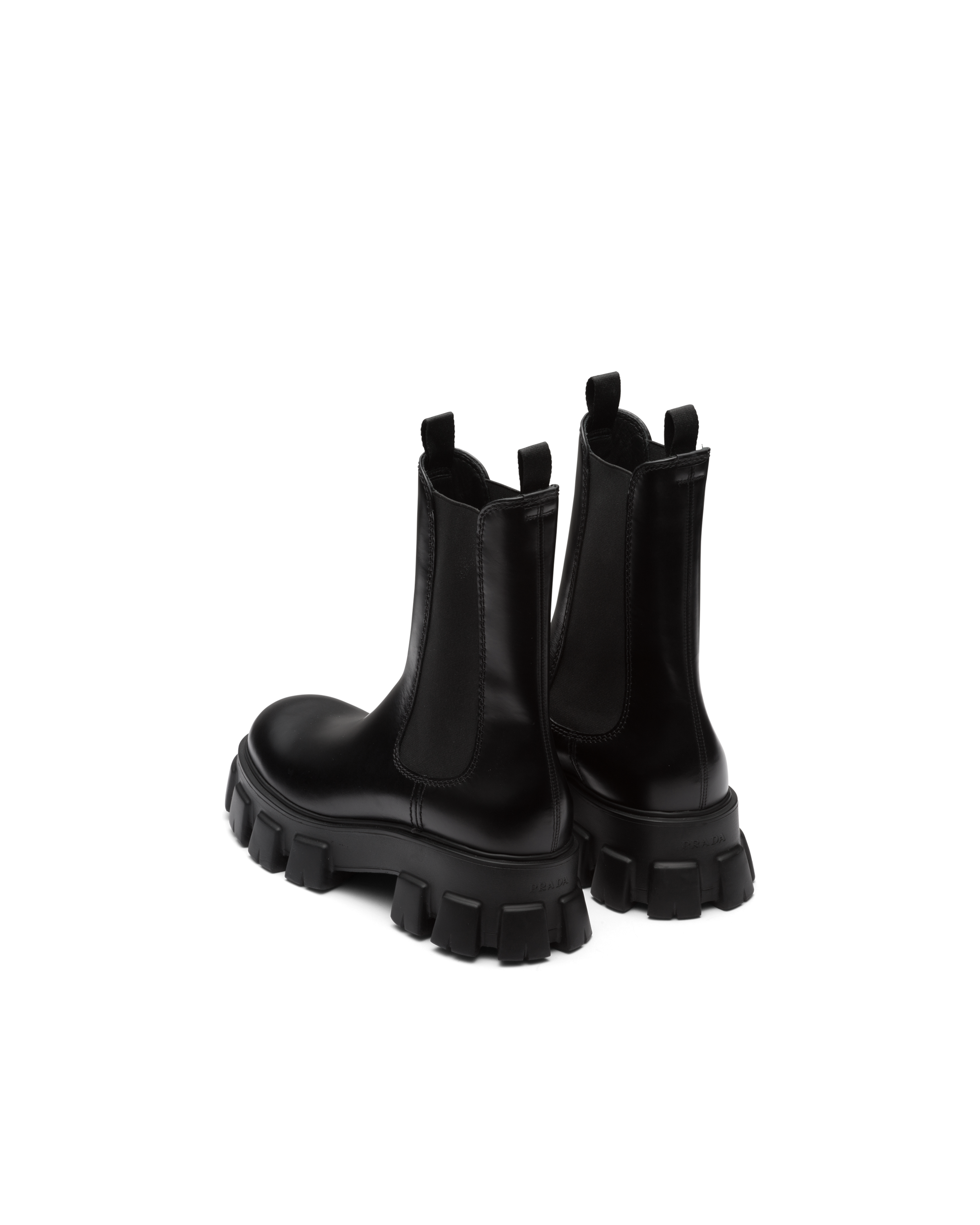 Black Monolith brushed leather Chelsea boots | Prada