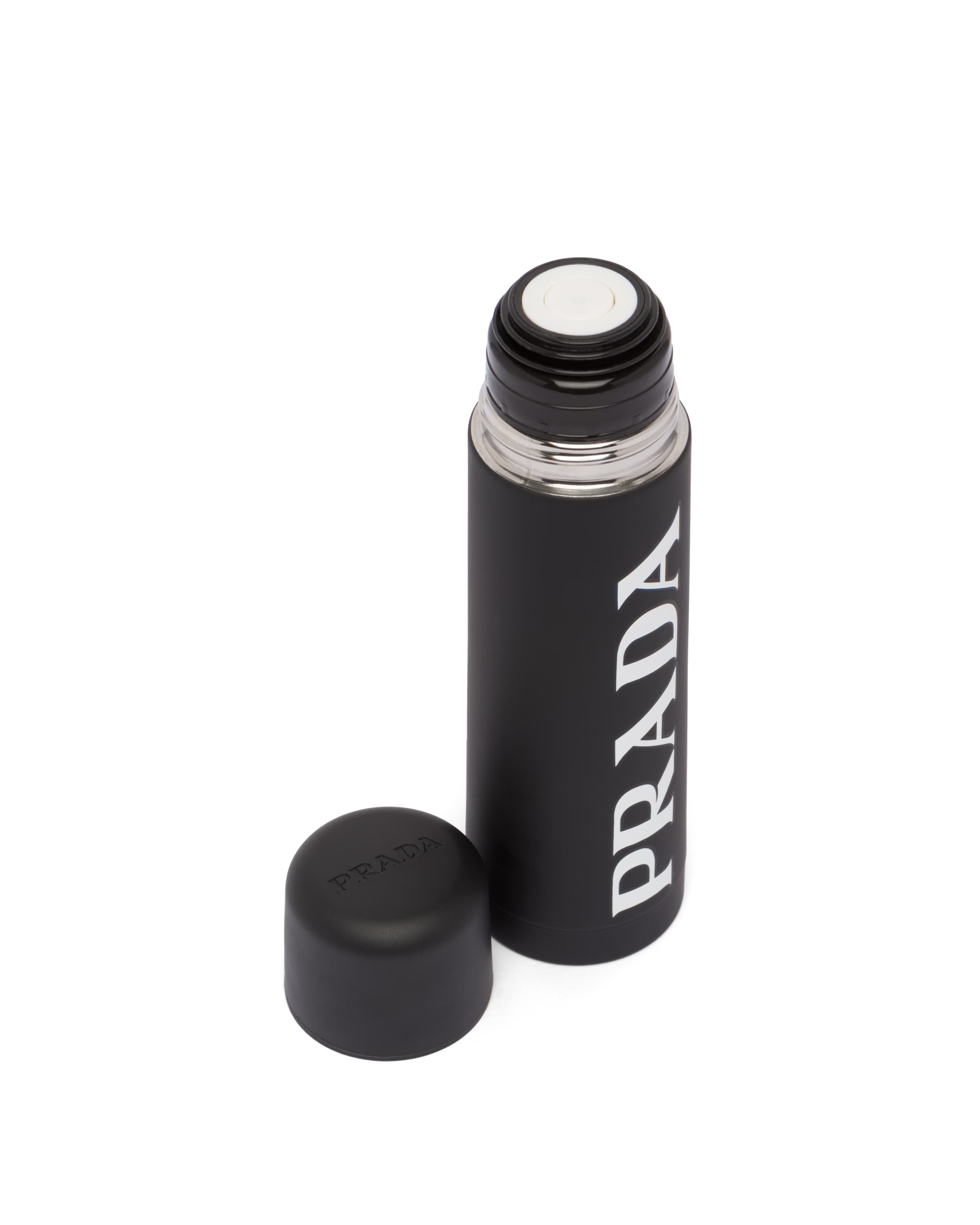 Black/white 500 ml Stainless Steel Water Bottle | Prada