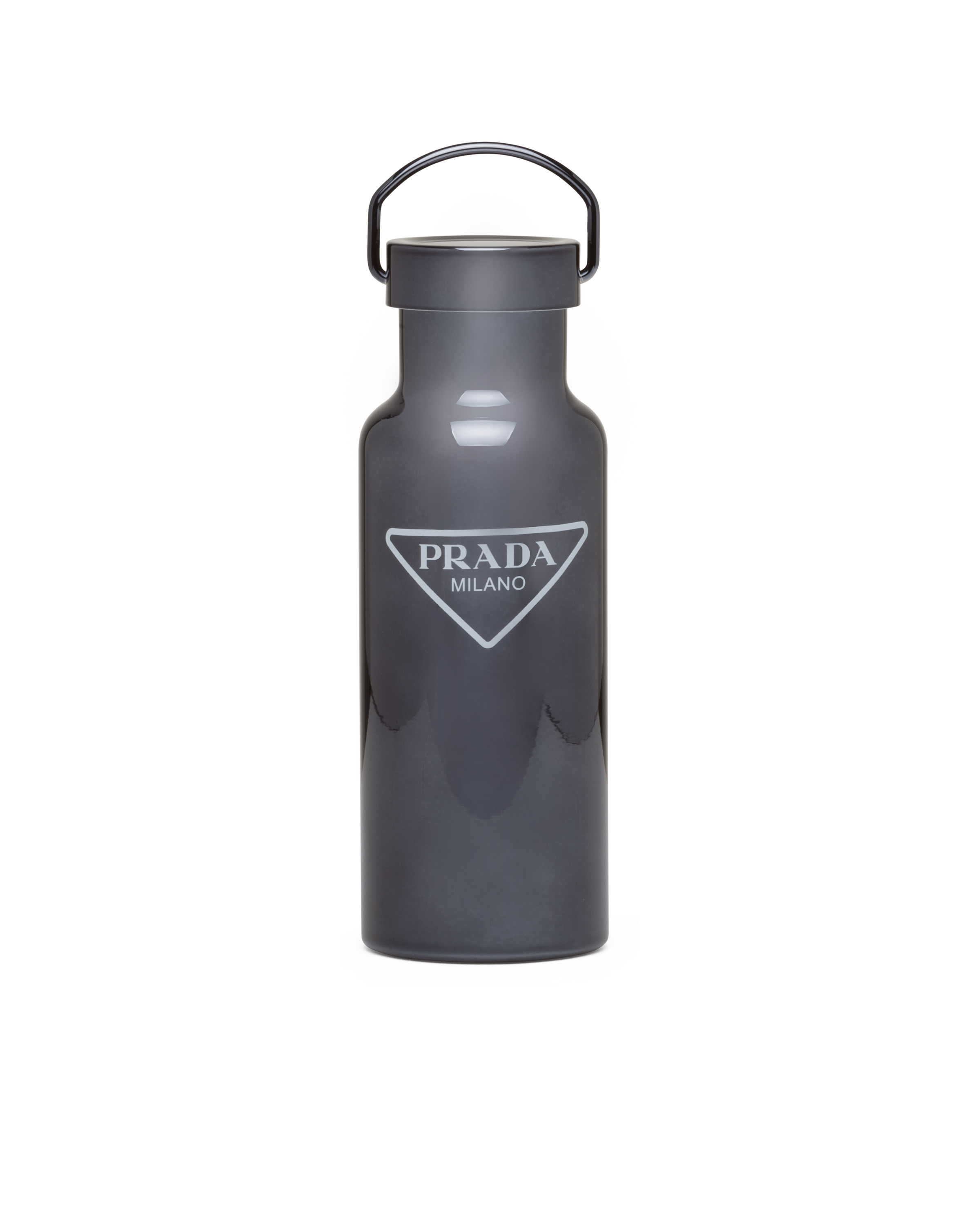 Black/silver Stainless steel insulated water bottle, 500 ml | Prada