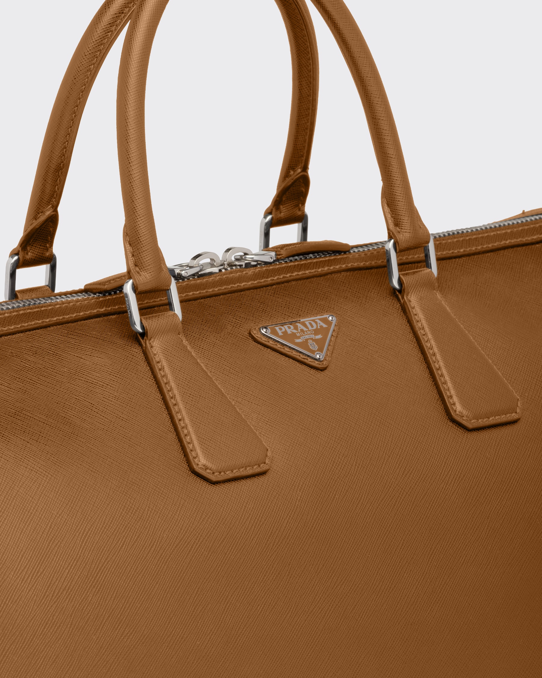 Cinnamon Saffiano Leather Travel Bag Prada
