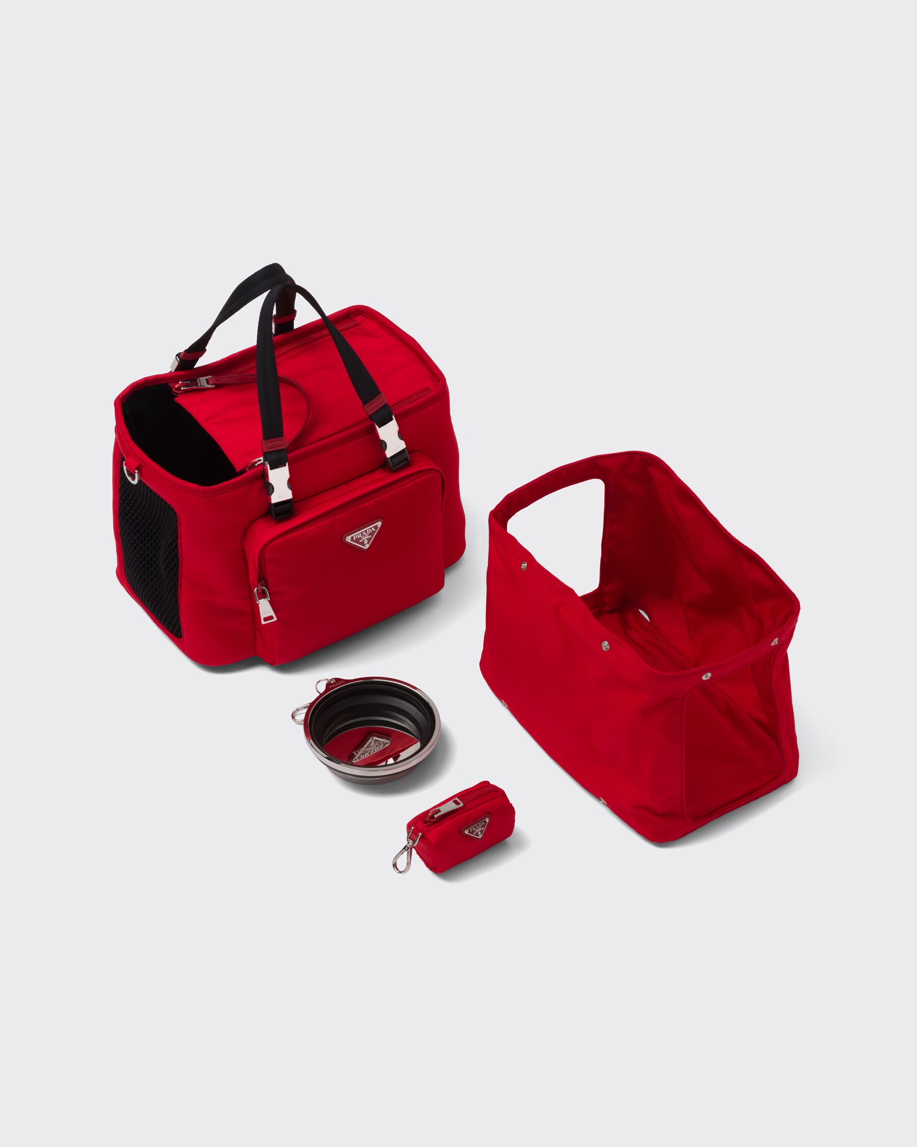 Red Re-nylon And Saffiano Leather Pet Bag | PRADA