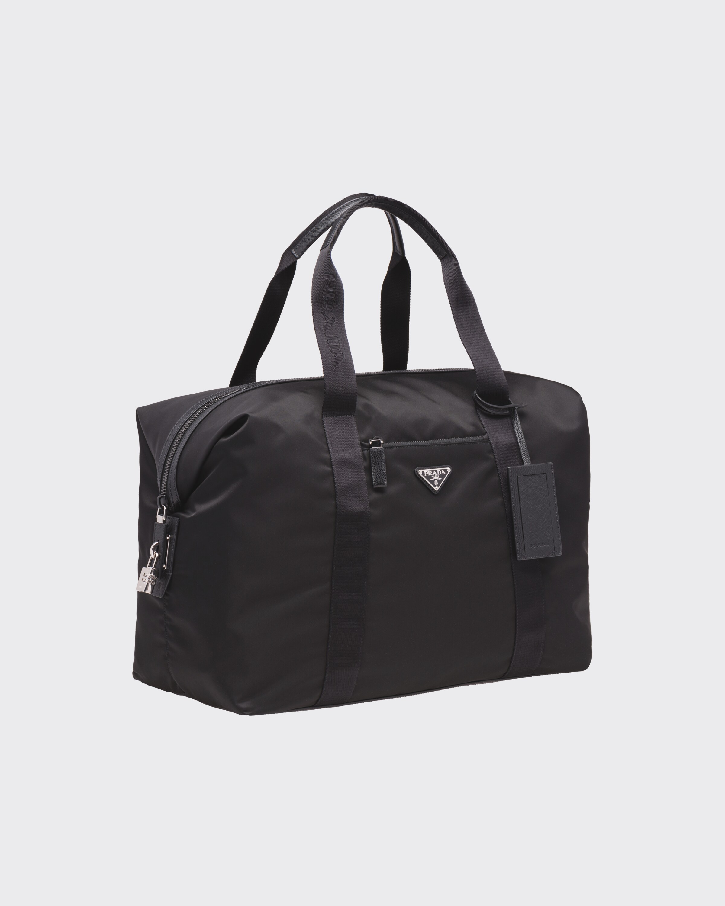 Black Re-nylon And Saffiano Leather Duffle Bag | PRADA