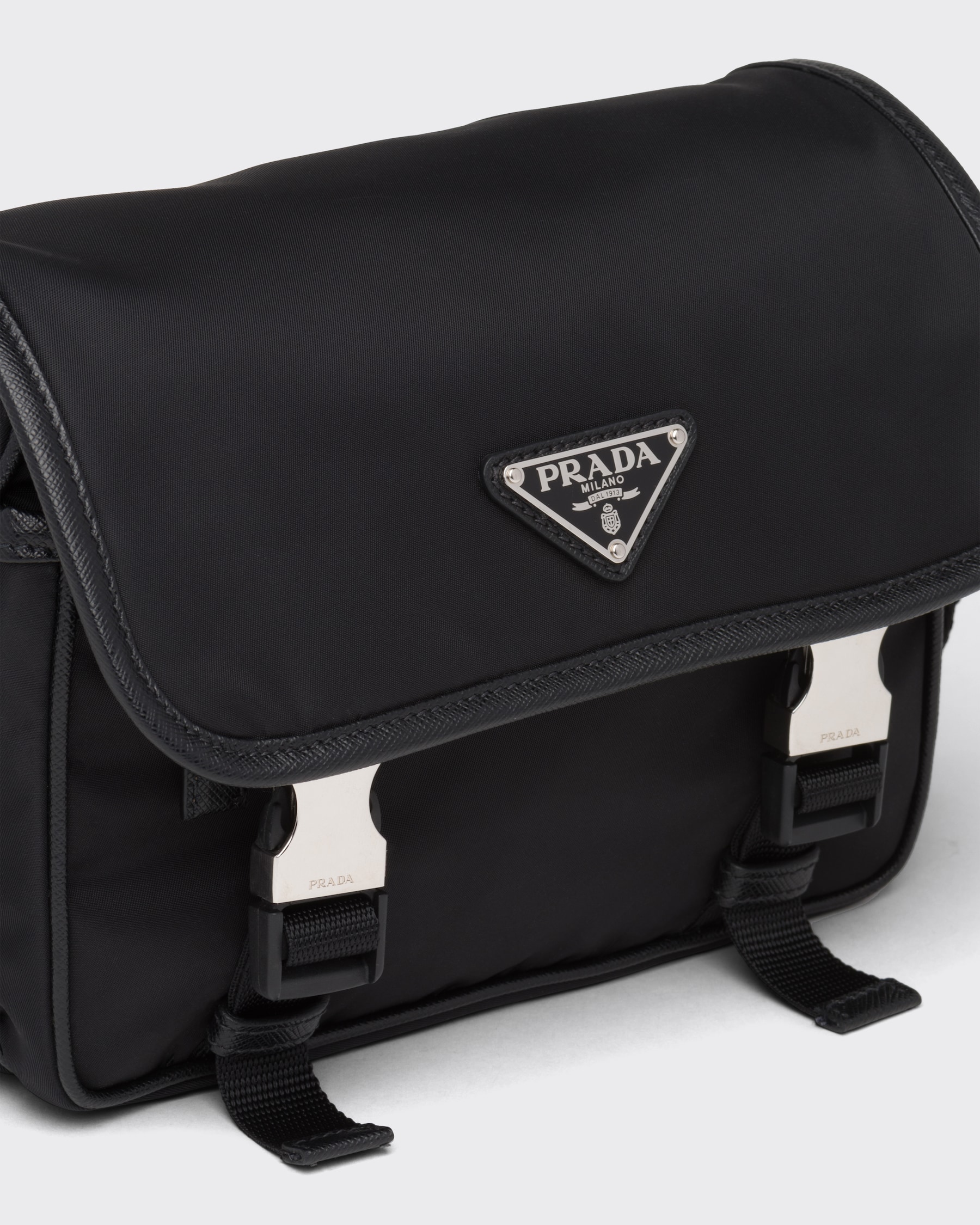 Black Re-nylon And Saffiano Leather Shoulder Bag | PRADA