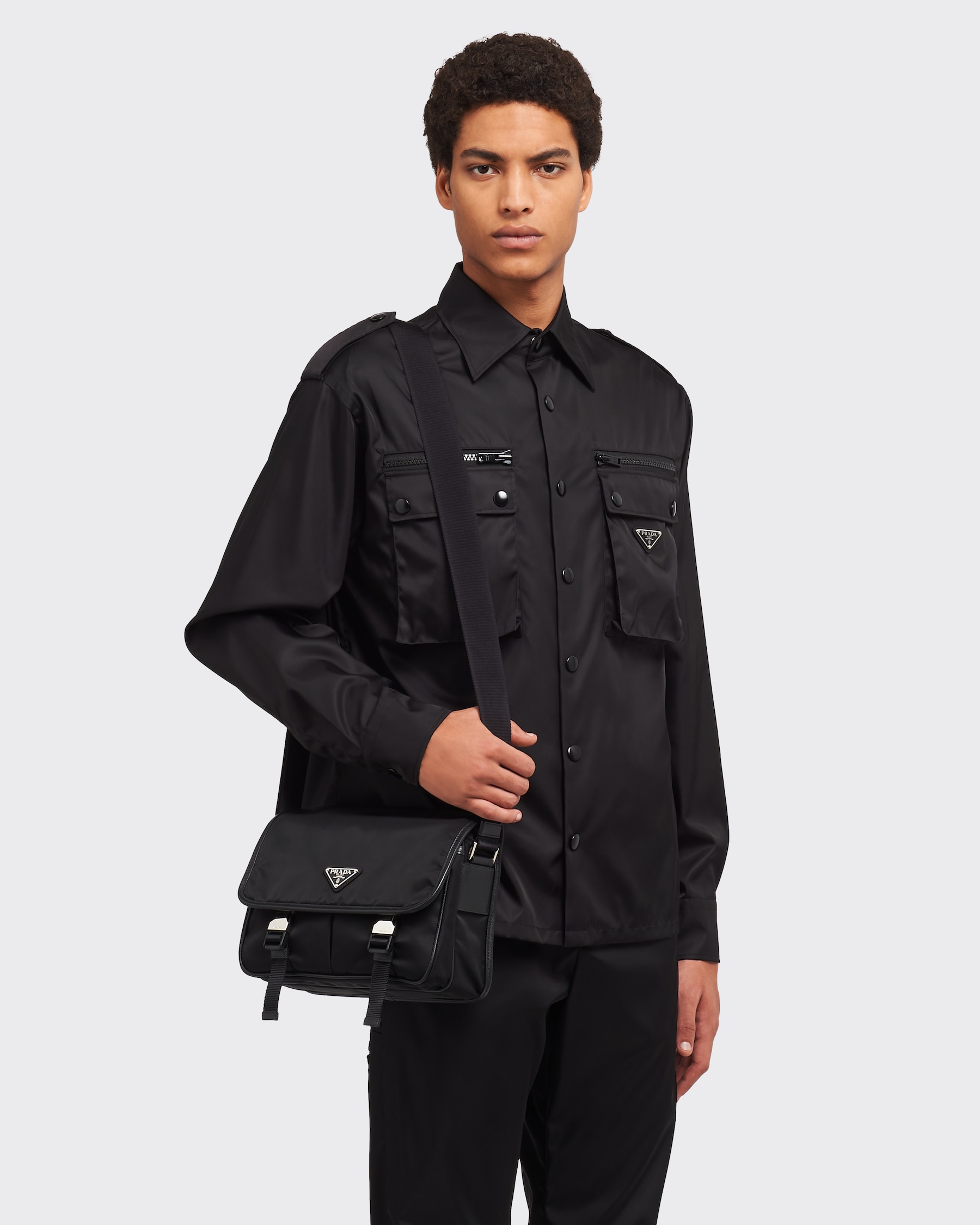 Black Re-nylon And Saffiano Leather Shoulder Bag | PRADA
