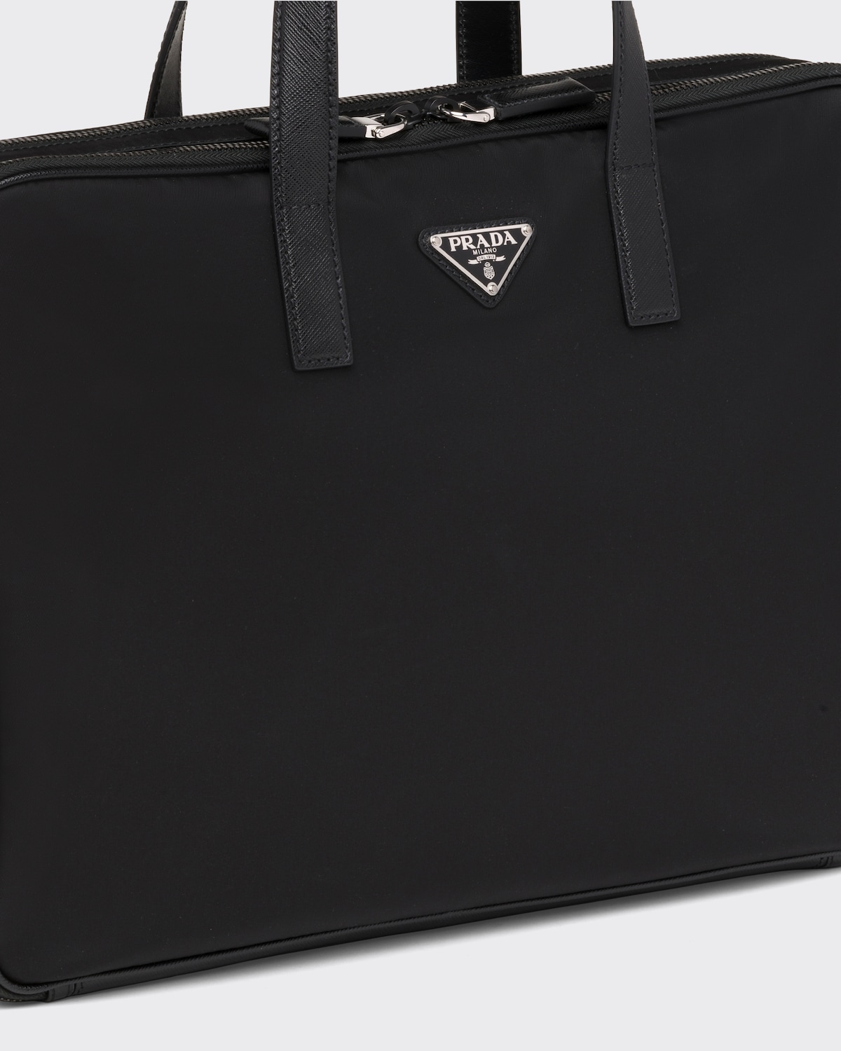Black Re-nylon And Saffiano Leather Briefcase | PRADA