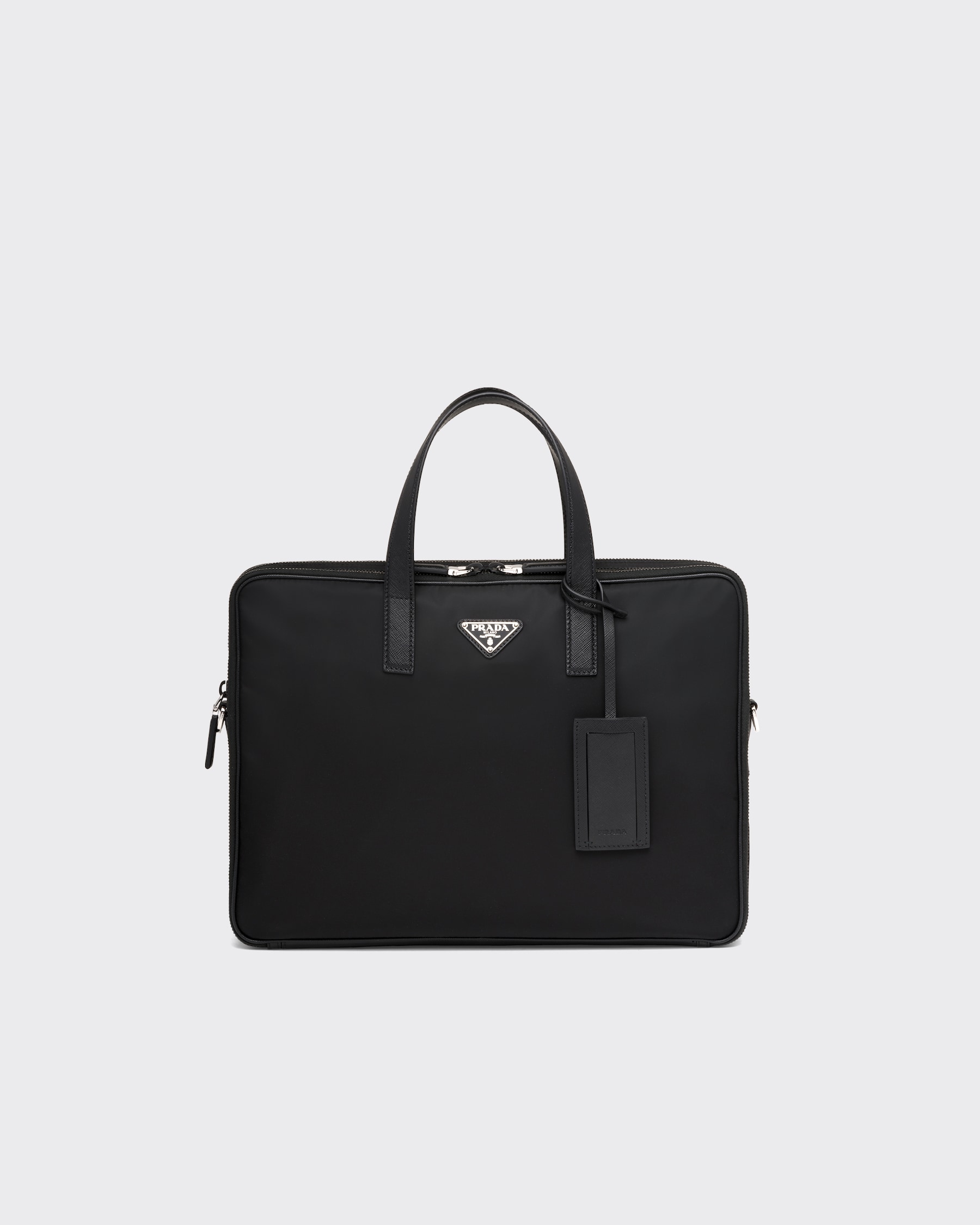 Black Re-nylon And Saffiano Leather Briefcase | PRADA