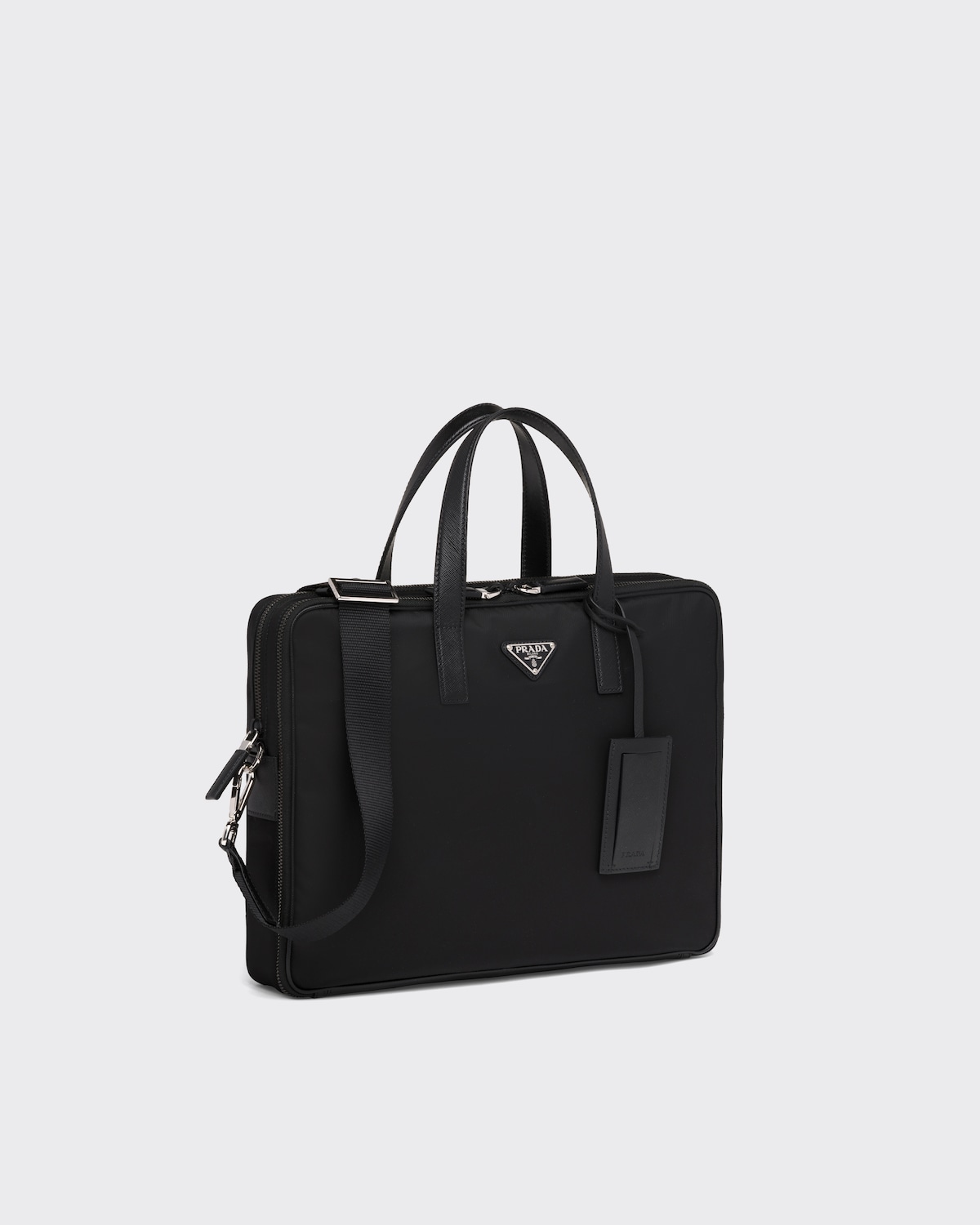 Black Re-nylon And Saffiano Leather Briefcase | PRADA