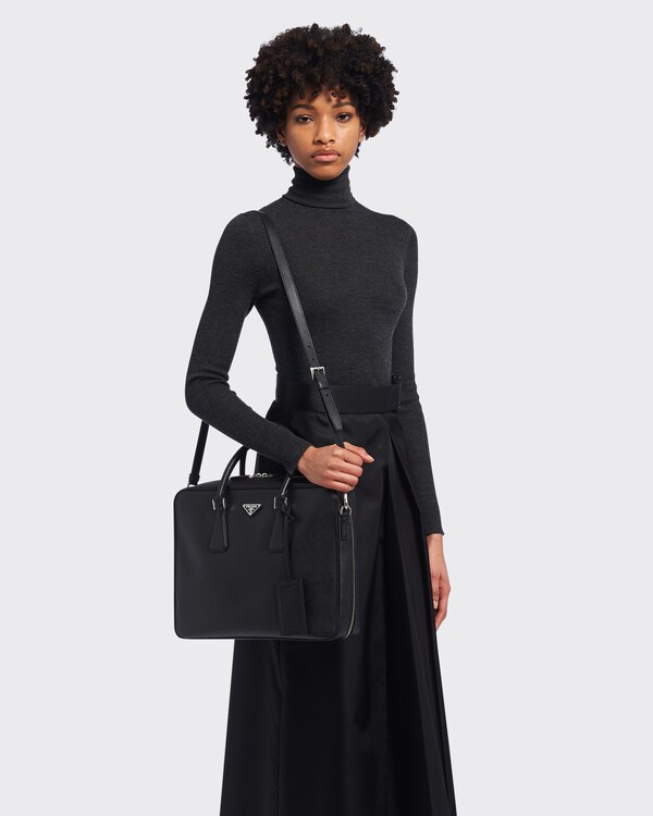 Black Saffiano Leather Work Bag | PRADA