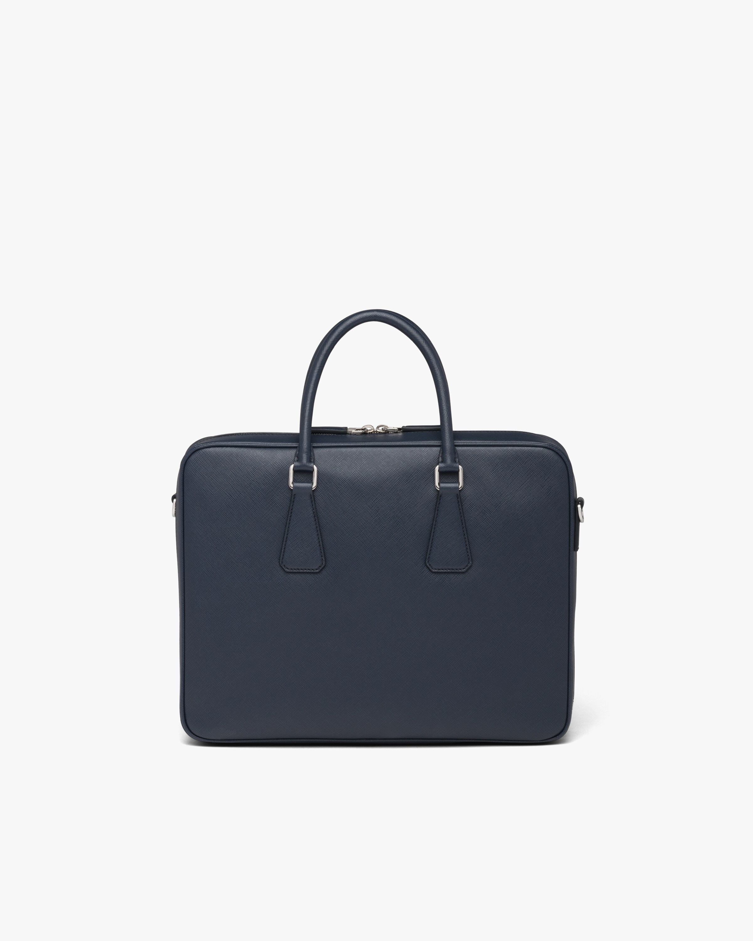 Baltic Blue Saffiano Leather Work Bag | Prada