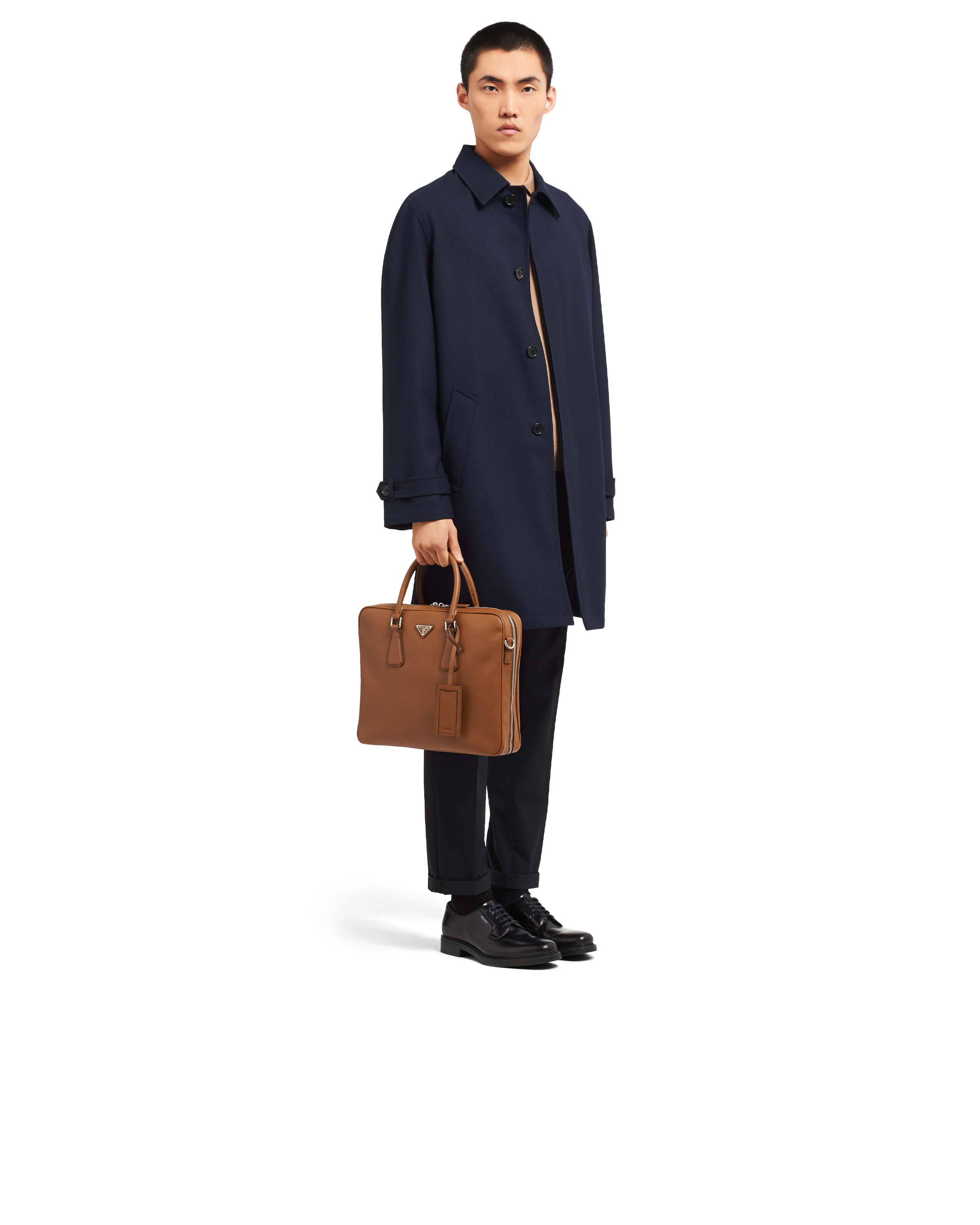 Cinnamon Saffiano Leather Work Bag | Prada