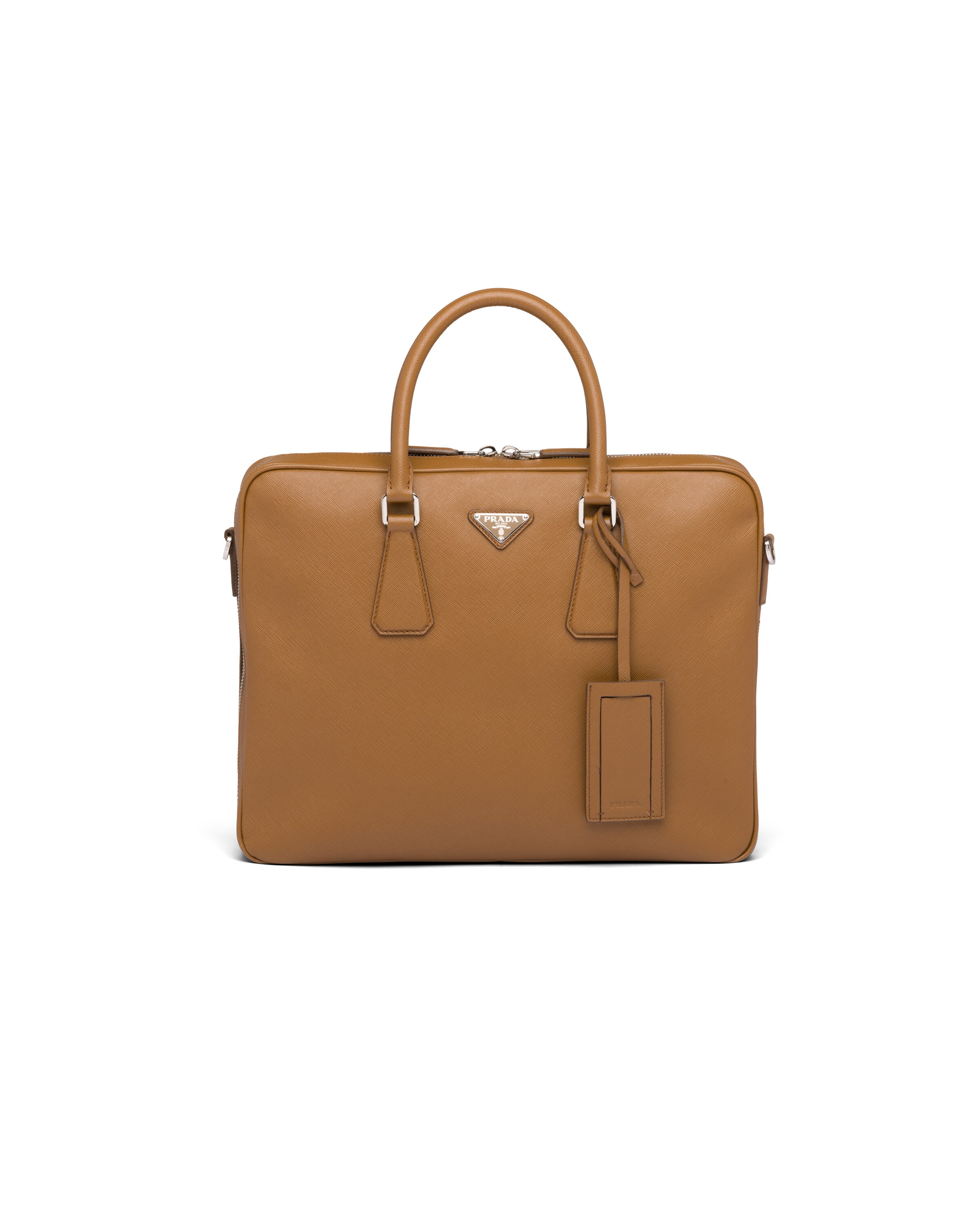 Cinnamon Saffiano Leather Work Bag | Prada