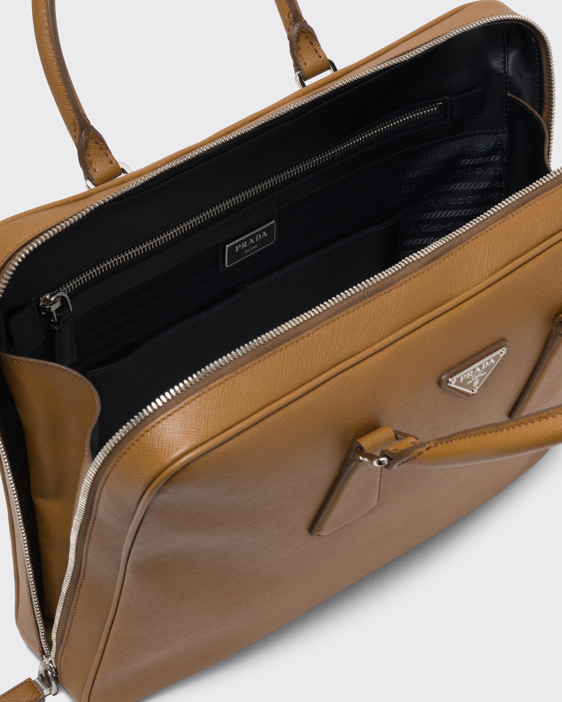 Cinnamon Saffiano Leather Work Bag | PRADA