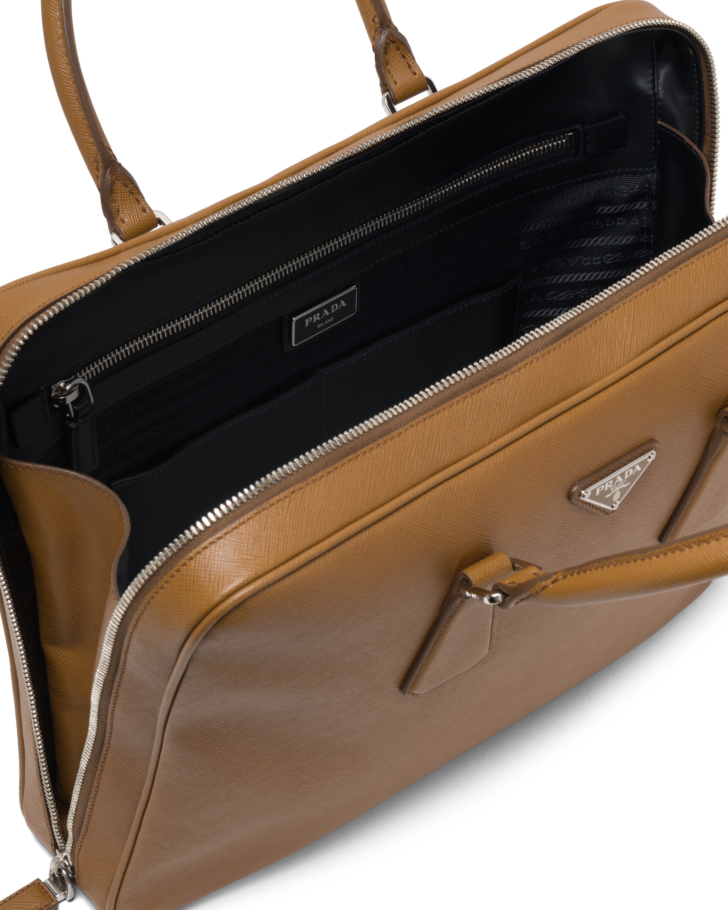 Cinnamon Saffiano Leather Work Bag | Prada