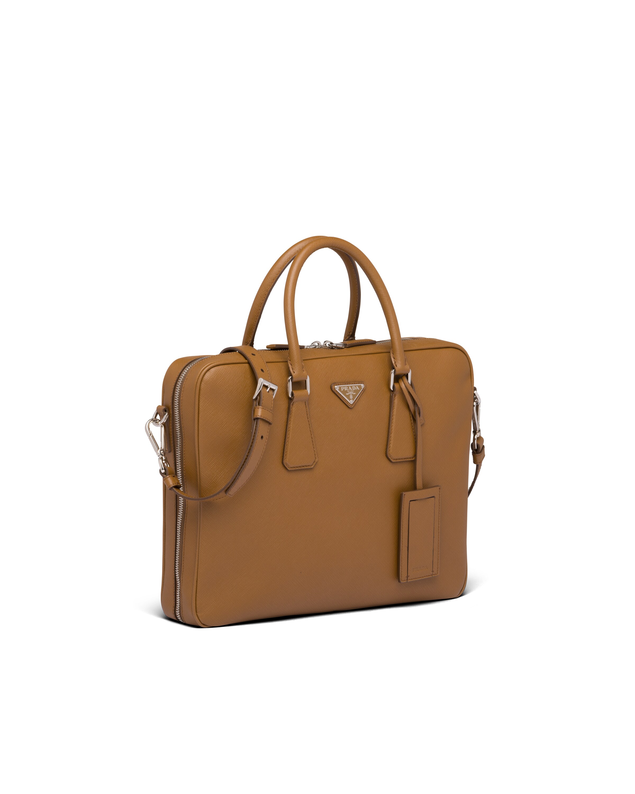 Cinnamon Saffiano Leather Work Bag | Prada